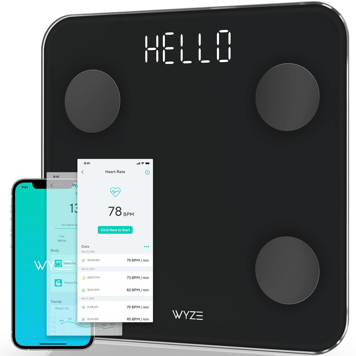 Wyze Digital Bathroom Scale for Body Weight, Body Fat, BMI & Weight Loss Analysis - App Sync ...