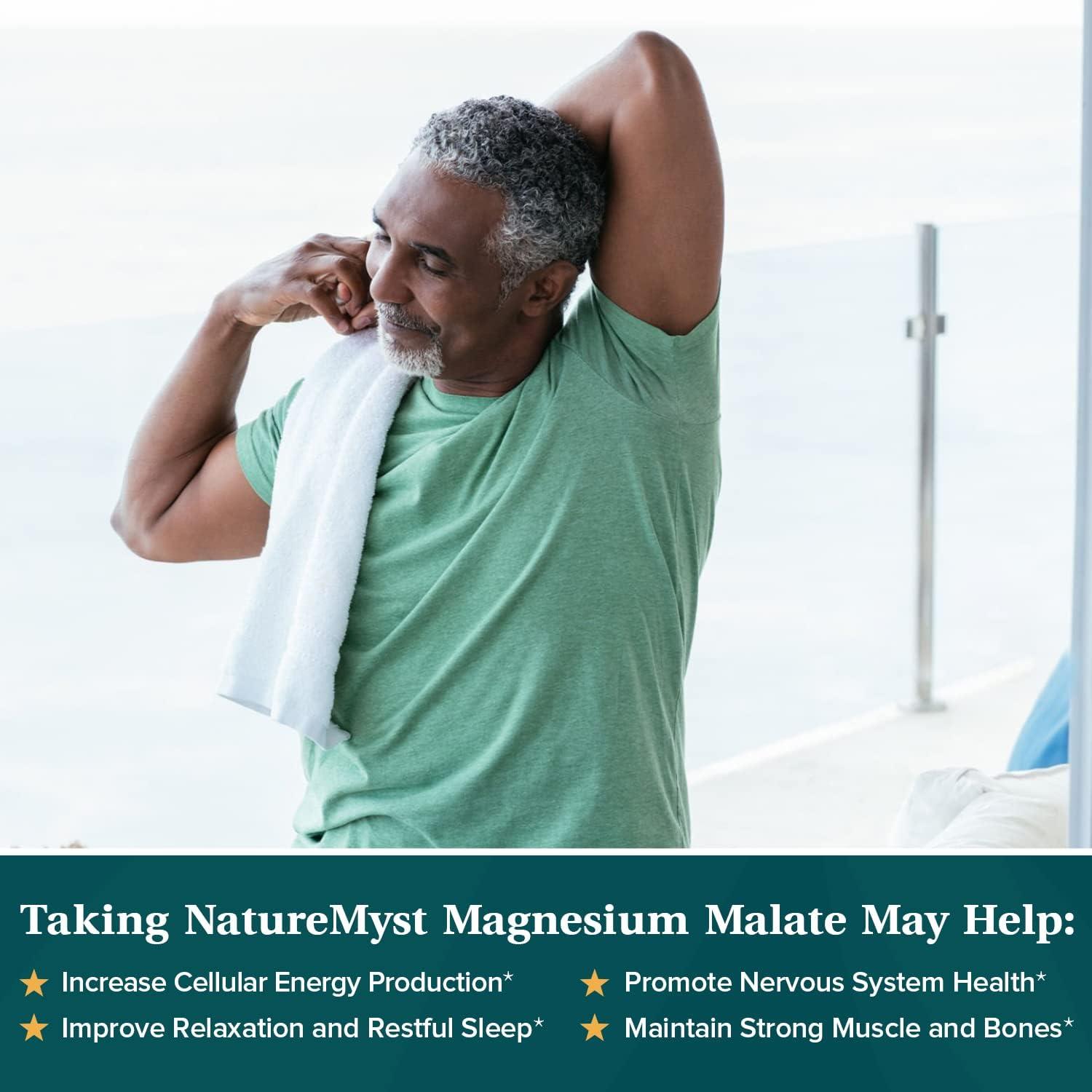 NatureMyst Chelated Magnesium Malate Capsules for Energy & Muscle ...