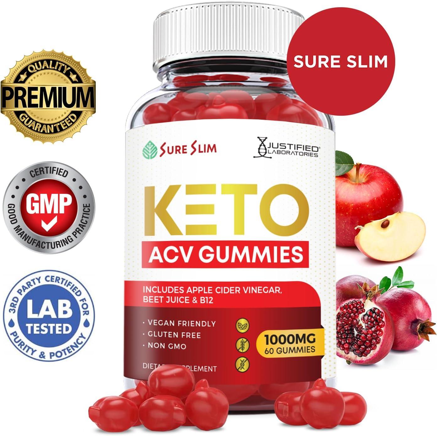 Justified Labs Sure Slim Keto ACV Gummies 1000MG with Pomegranate ...