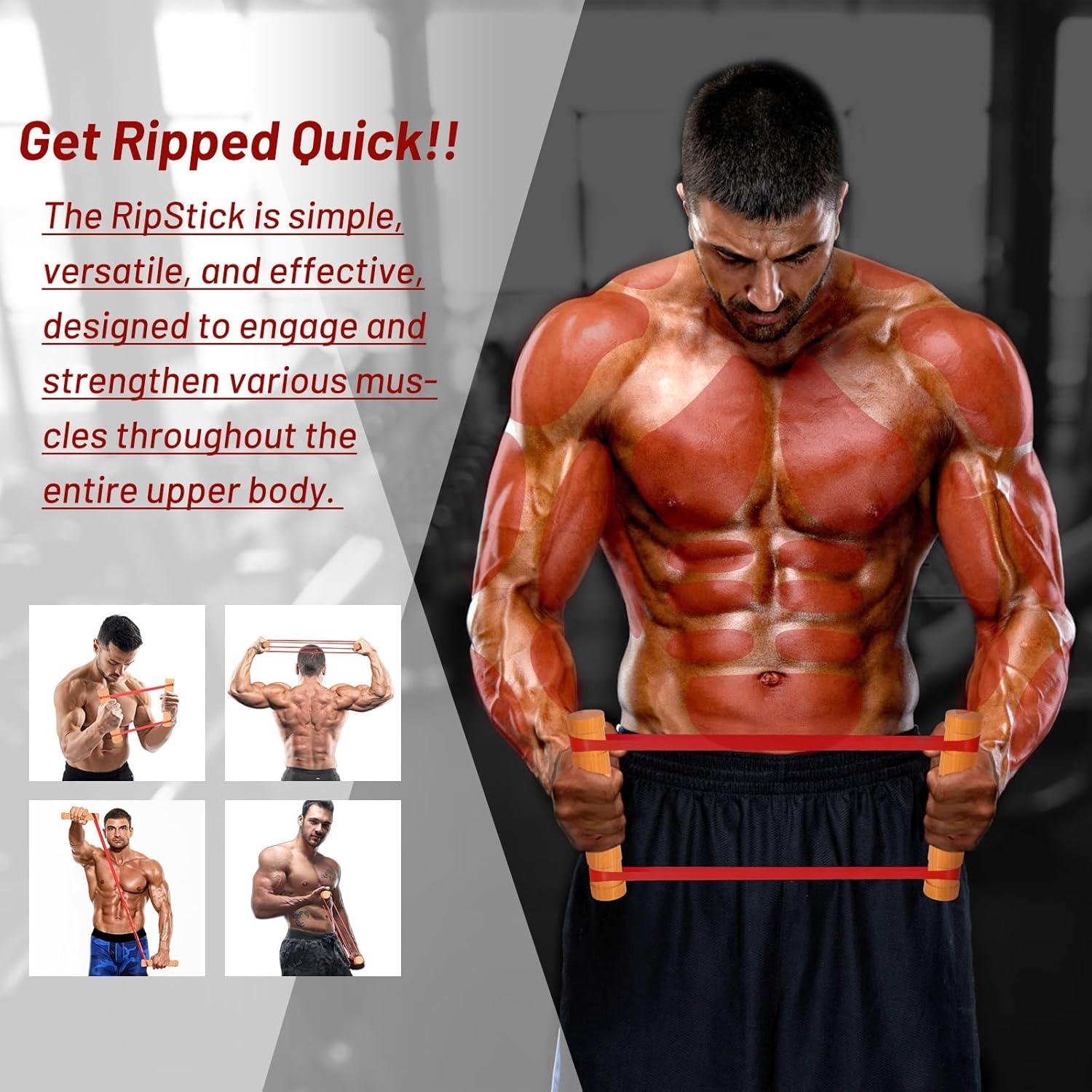 Rip Stick Workout Home Gym - Adjustable Resistance Bands for Upper Body ...