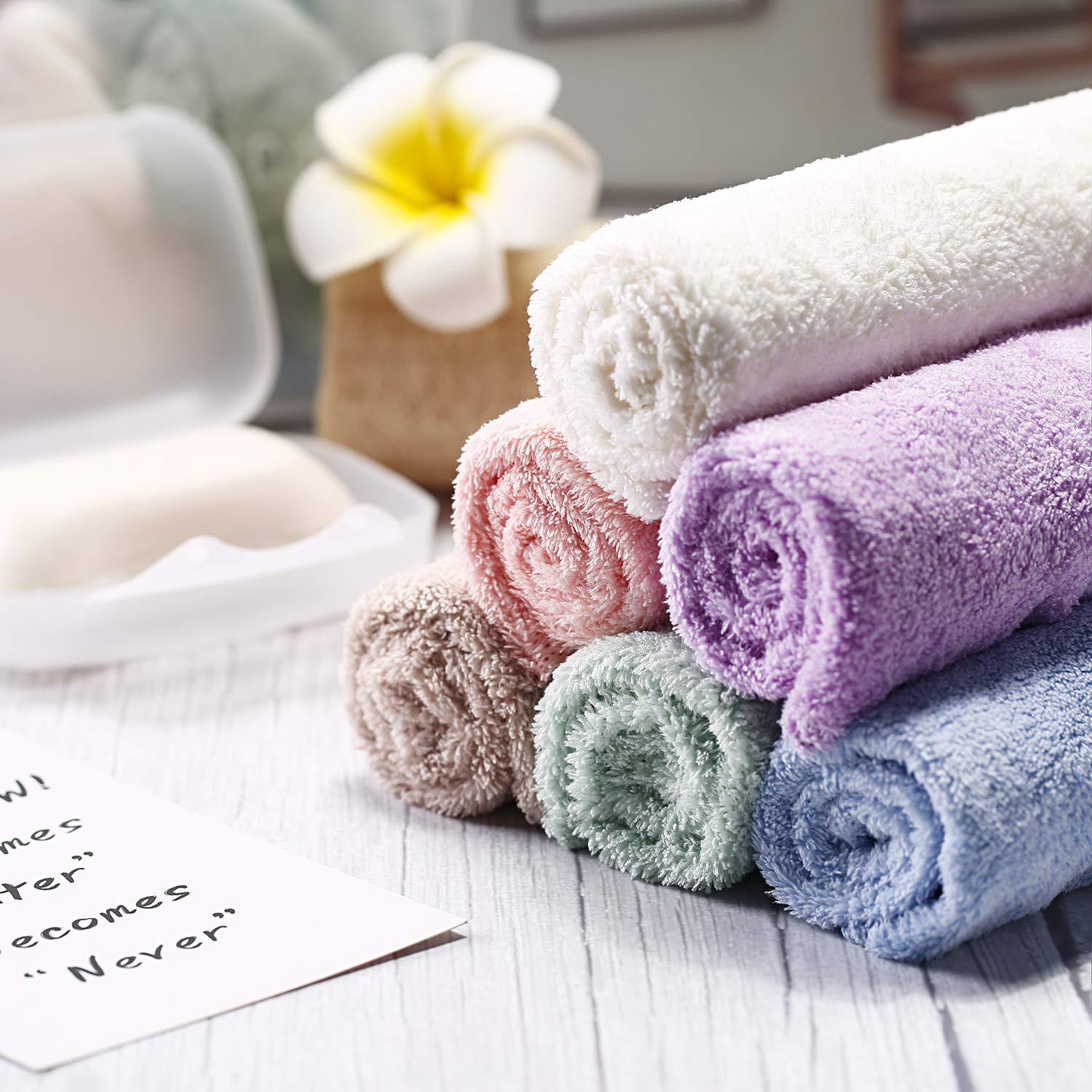 Soft Microfiber Face Cloths - 12 x 12 Inch, 6 Pack - Facial Cleansing ...