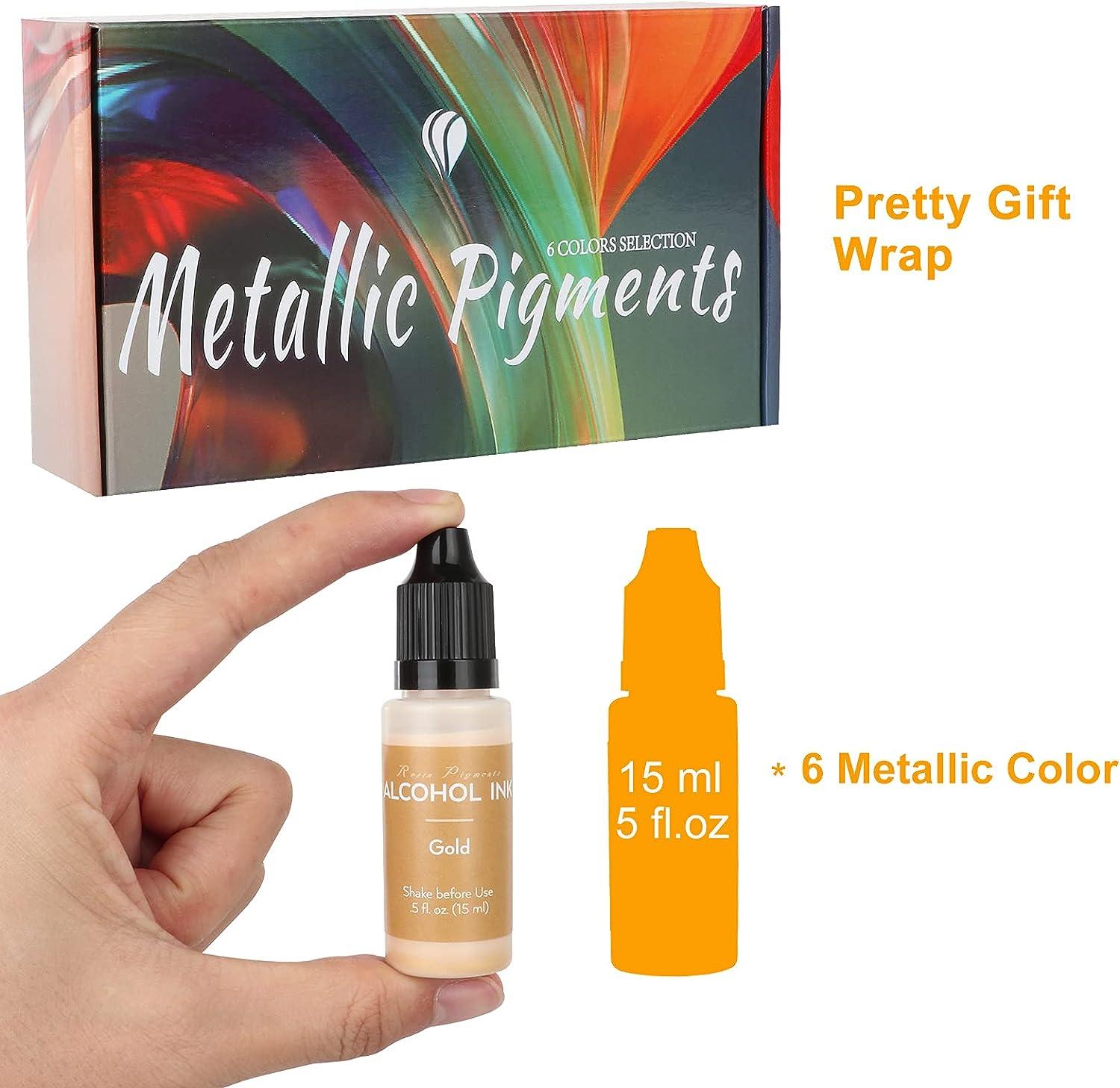 Metallic Alcohol Ink Set - 6 Concentrated Shimmer Colors for Resin Art ...