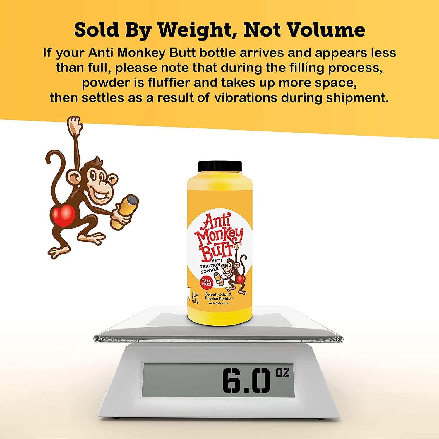 Anti Monkey Butt Body Powder with Calamine 6 oz Pack of 3 - Sweat, Odor ...