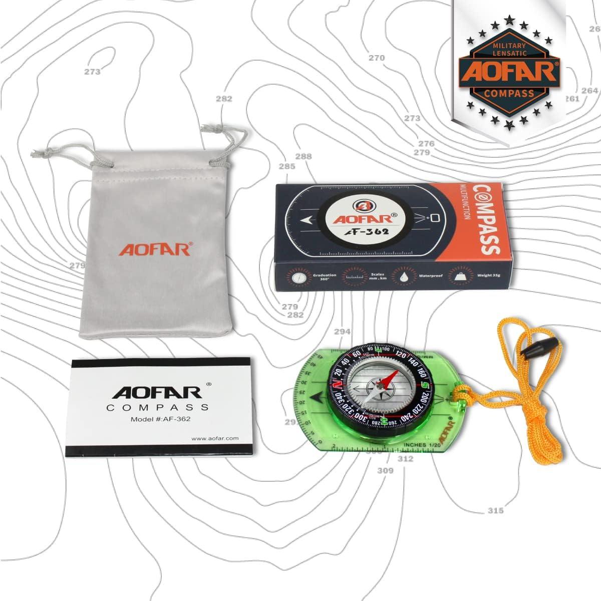 AOFAR Orienteering Compass AF-362 for Hiking Boy Scout Compass for Kids ...