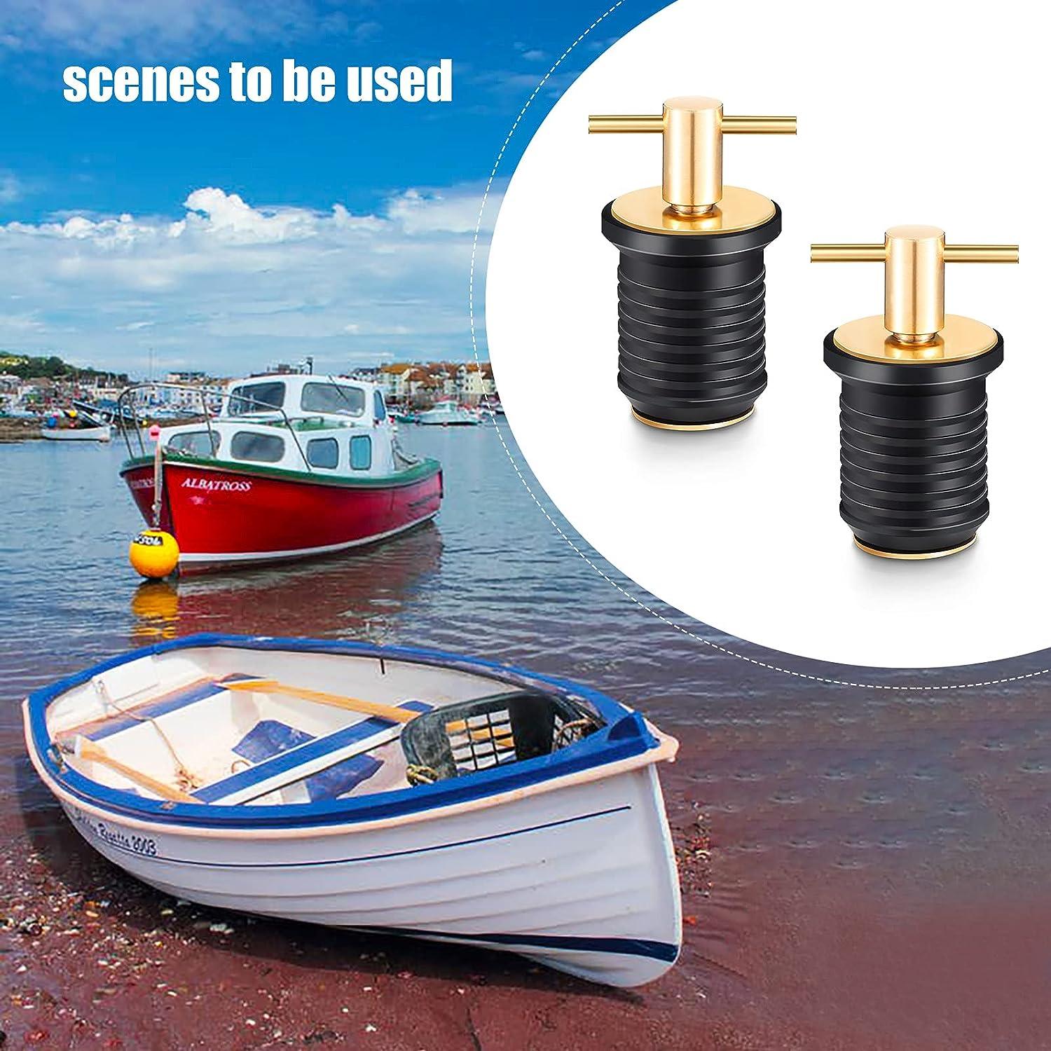 Riakrum 2-Piece T-Handle Drain Plug Set | Marine Boat Drain Plugs with ...