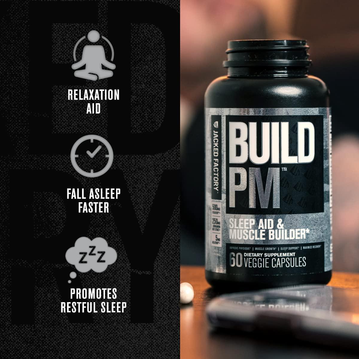 Build PM Night Time Muscle Builder & Sleep Aid Supplement - 60 Natural ...