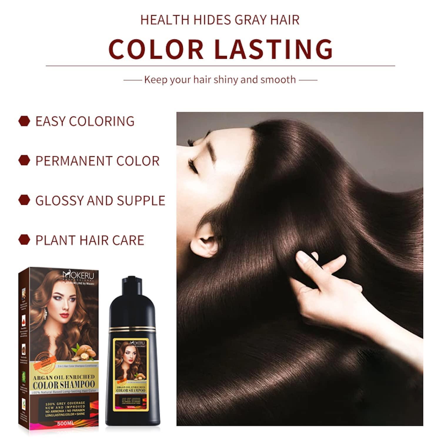 Mokeru Professional Argan Oil Color Shampoo Dark Brown 500ml - Long ...