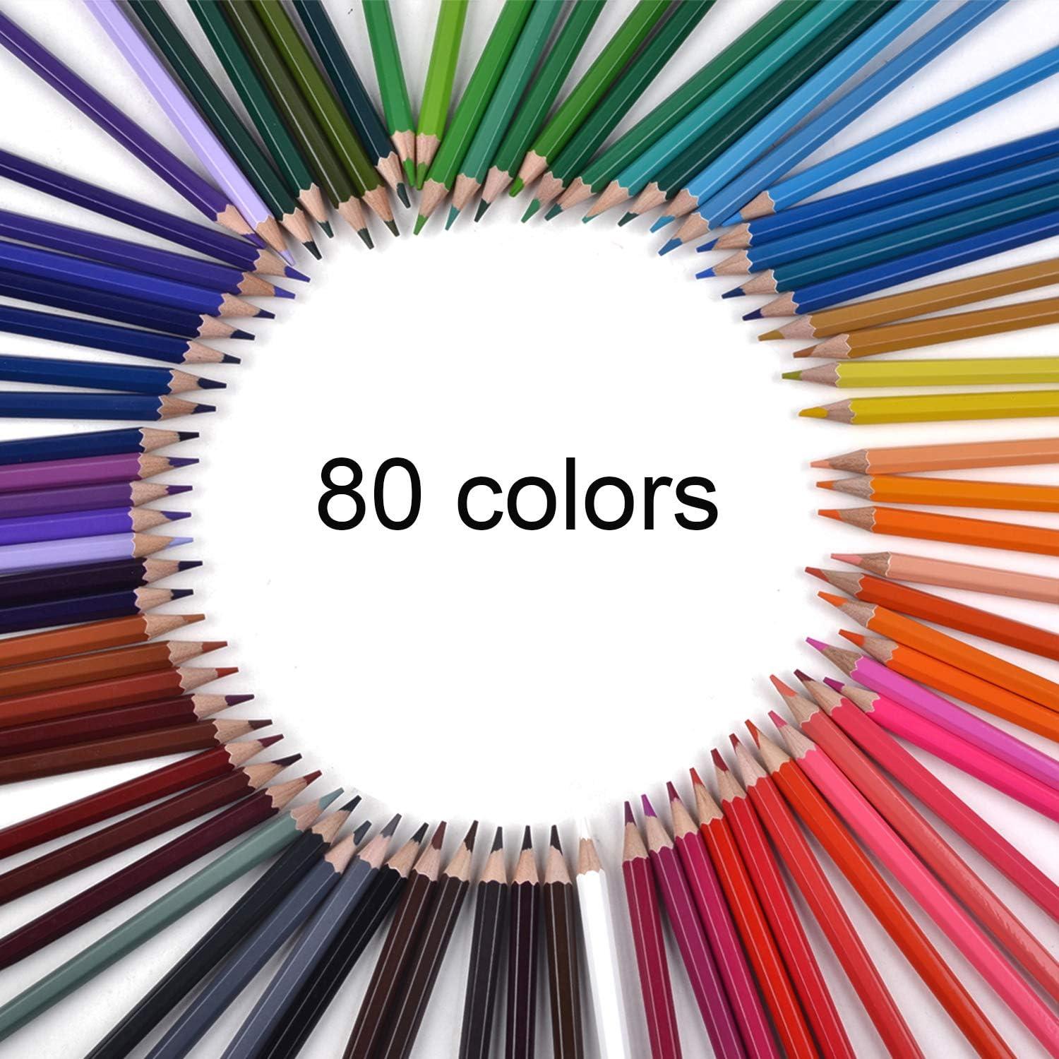 cyper top 80-color Colored Pencils for Adults Coloring Books, Soft Core ...
