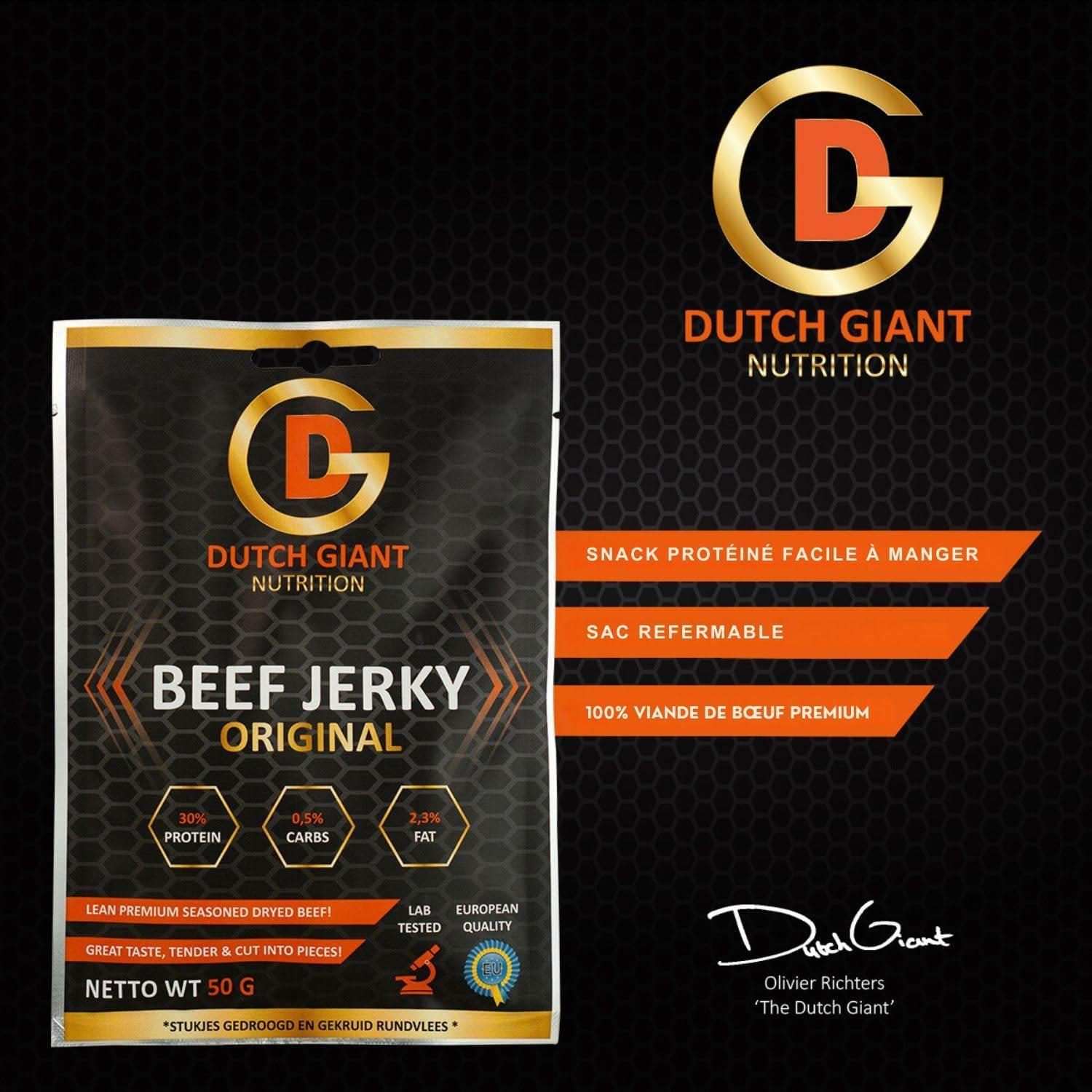Dutch Giant Beef Jerky Peppered | 10 x 50 gram | 500g Beef Jerky for ...