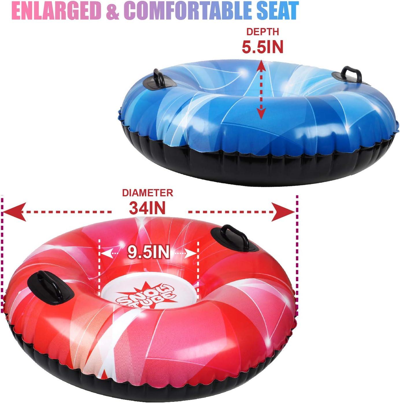 CALO 34 Heavy Duty Snow Tube Sled for Kids and Adults - Big Inflatable ...