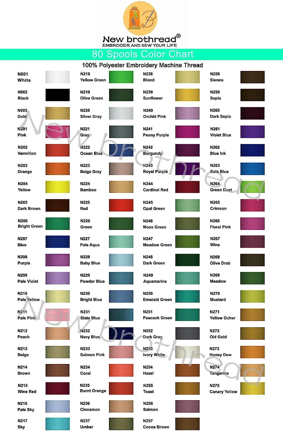 80 Spools Polyester Embroidery Machine Thread 500M - Janome & RA Color ...