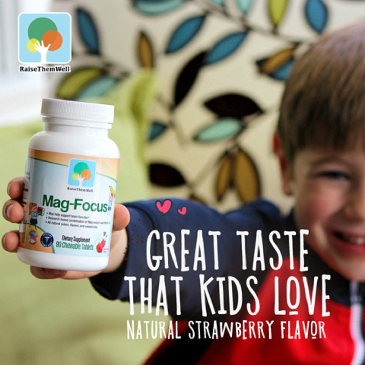 Kids' Natural Strawberry Magnesium Focus Supplement - Chewable Focus ...