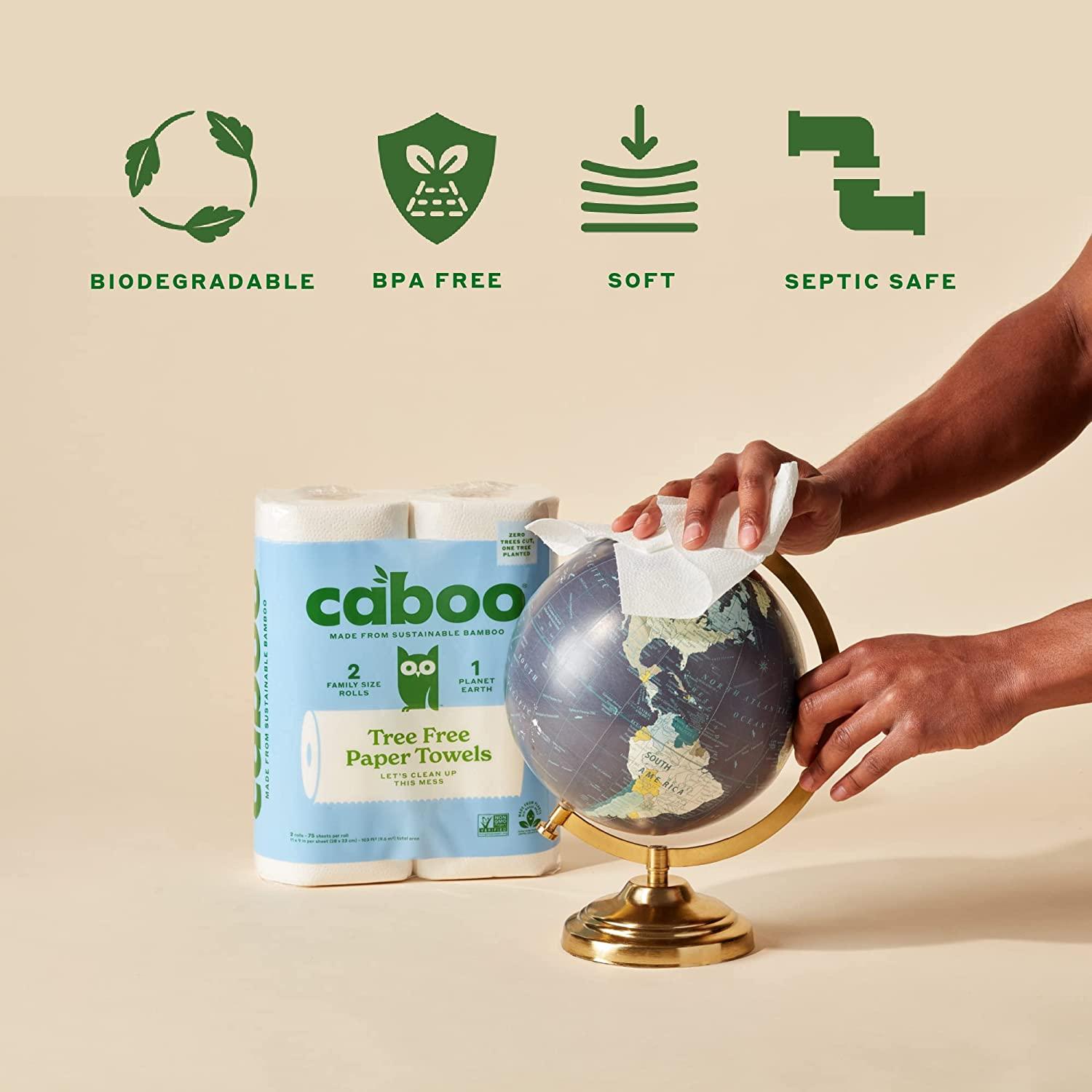 Caboo Tree Free Bamboo Paper Towels 8 Rolls Earth Friendly Sustainable ...