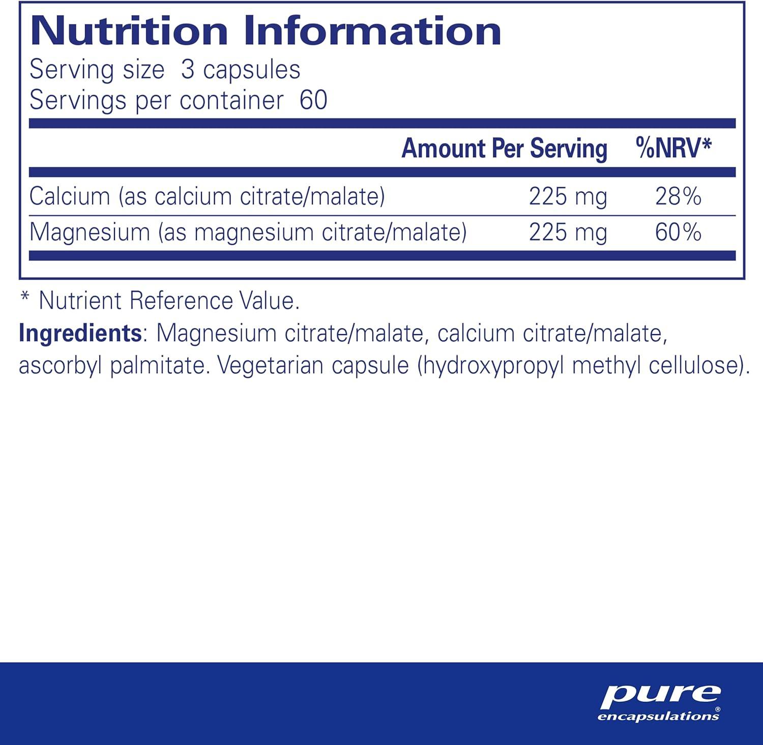 Pure Encapsulations Calcium Magnesium Citrate Malate - 180 Capsules ...