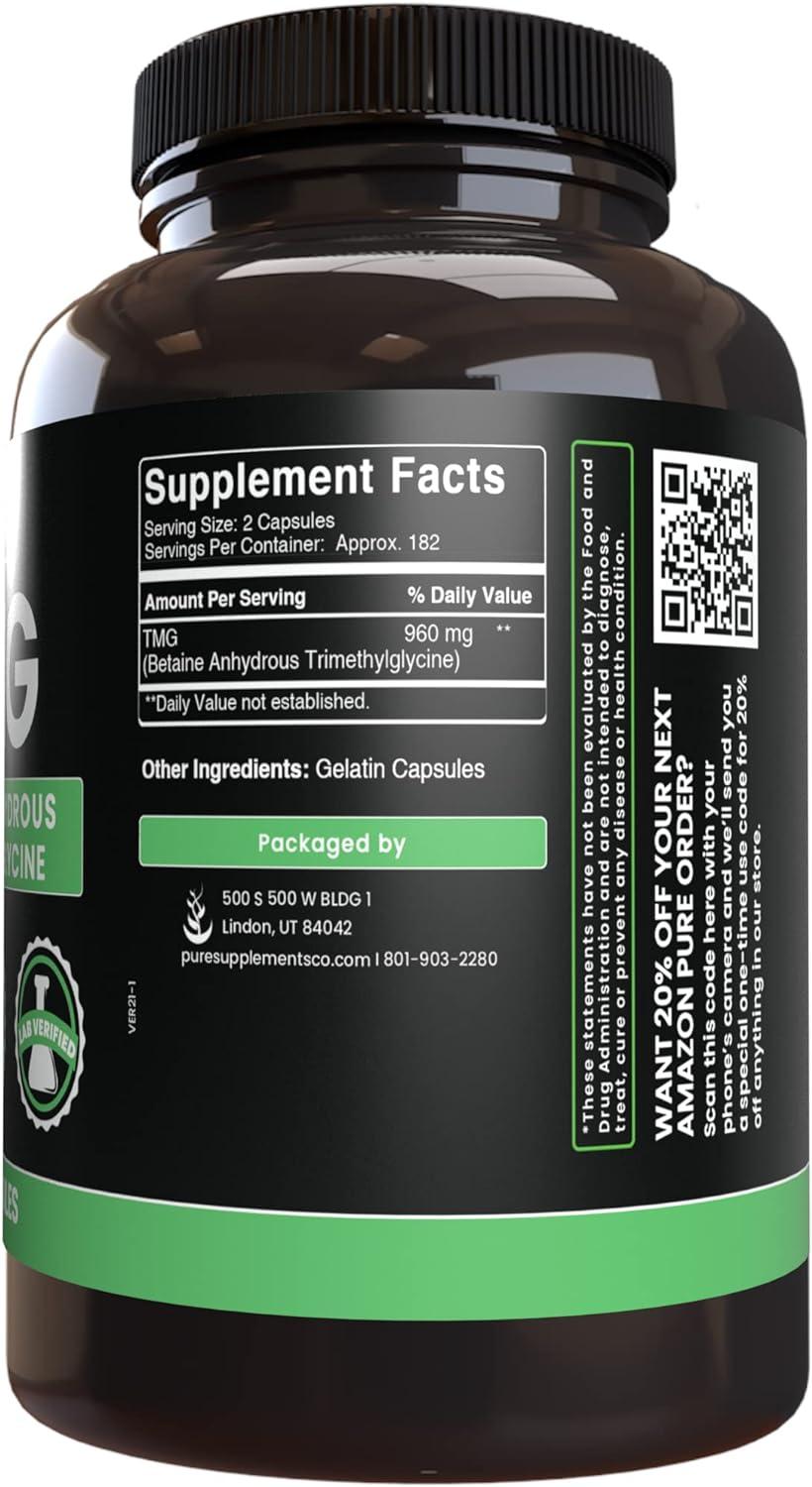 Pure Original Ingredients TMG (365 Capsules) - Lab Verified, No Fillers ...