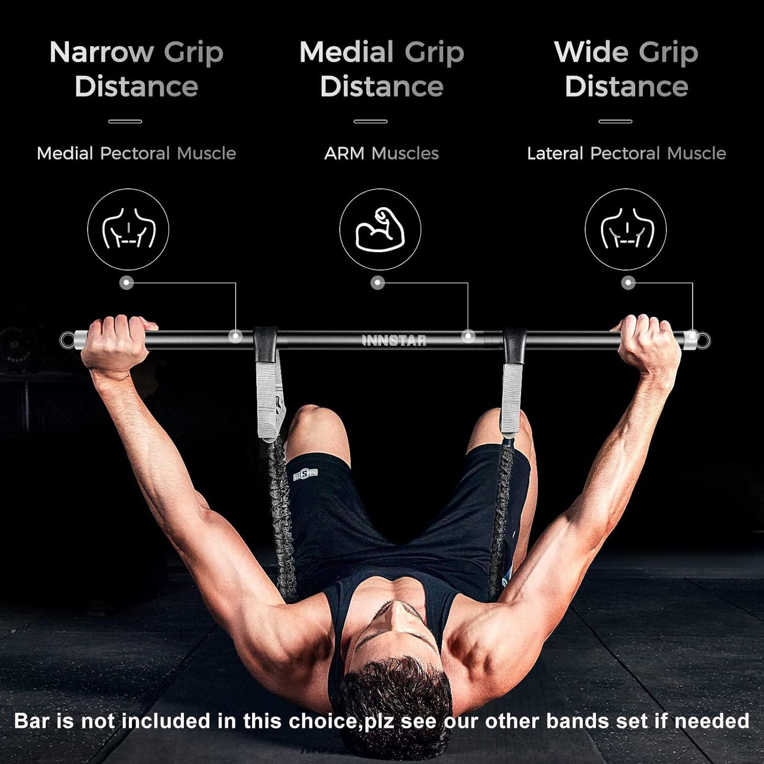 INNSTAR Adjustable Bench Press Push Up Resistance Bands - Gray - 270lb ...