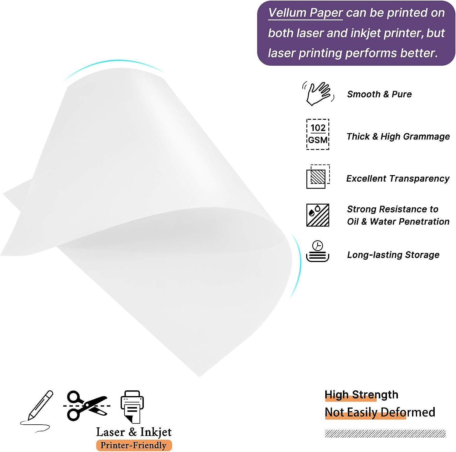 Translucent Vellum Paper - Oplymio 50 Sheets 102GSM - Printable ...