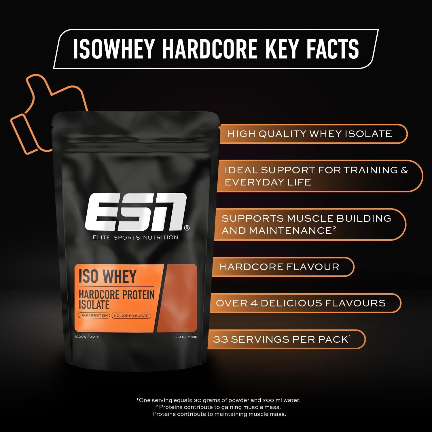 ESN Iso-Whey Hardcore Supplement 1000g - Banana Flavor | High-Quality ...