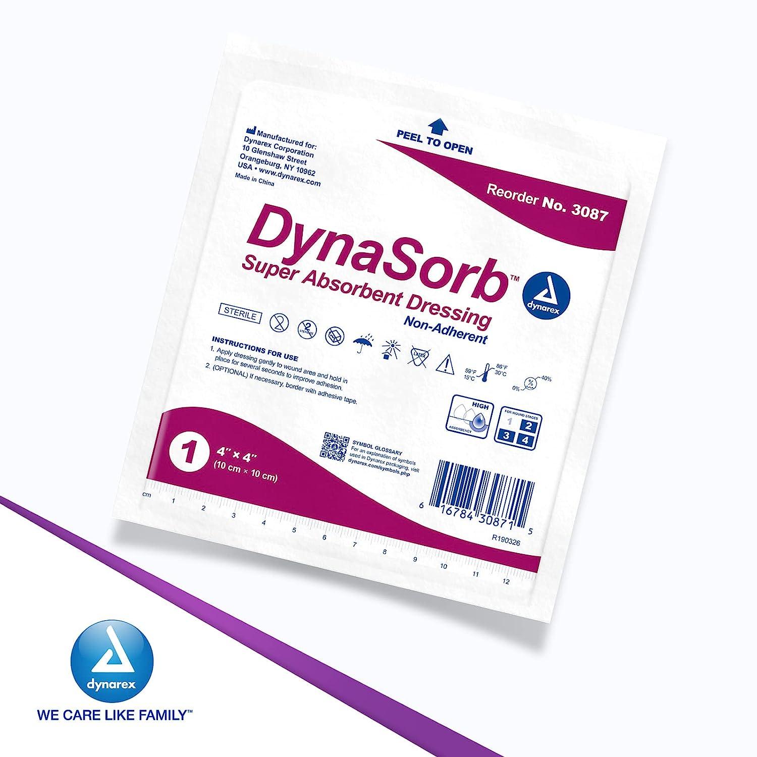 Dynarex DynaSorb Super Absorbent Dressings 4x4 | Sterile Wound Care ...