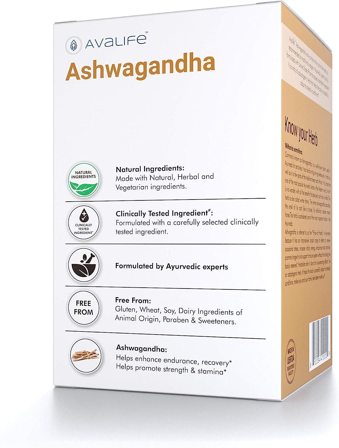 AVALIFE Ashwagandha 500mg (60 Capsules) with 5% Withanolides & KSM-66 ...