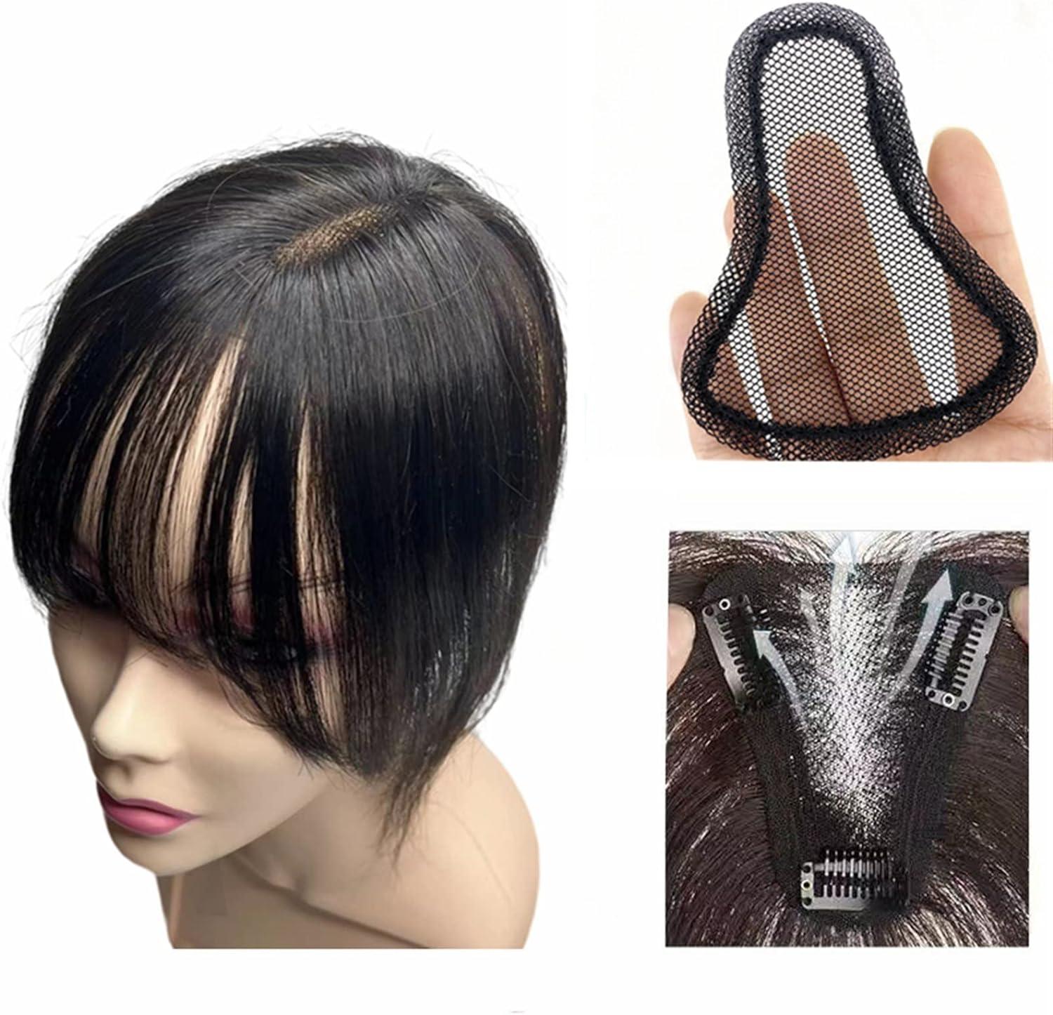 Bangs Clip in Bangs Transparent Swiss Lace Human Hair Bangs Clip In ...