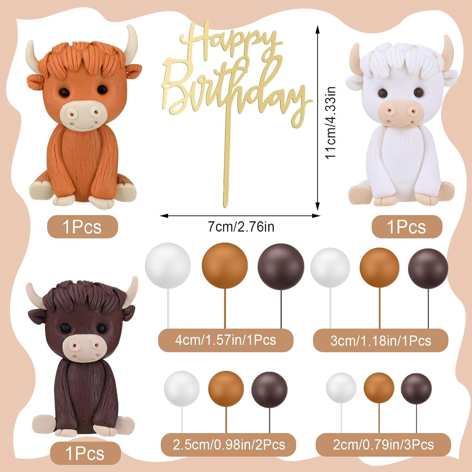 Kigley 25 Pcs Highland Cow Cake Toppers Highland Cow Figurine Foam ...