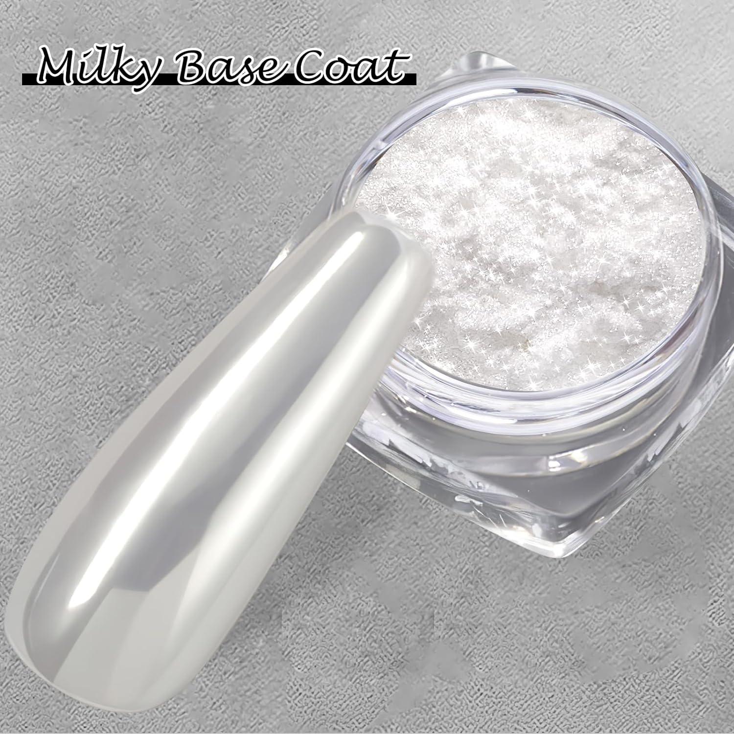 Glassy Pearl Nail Powder - High Gloss White Chrome Powder for Nails ...
