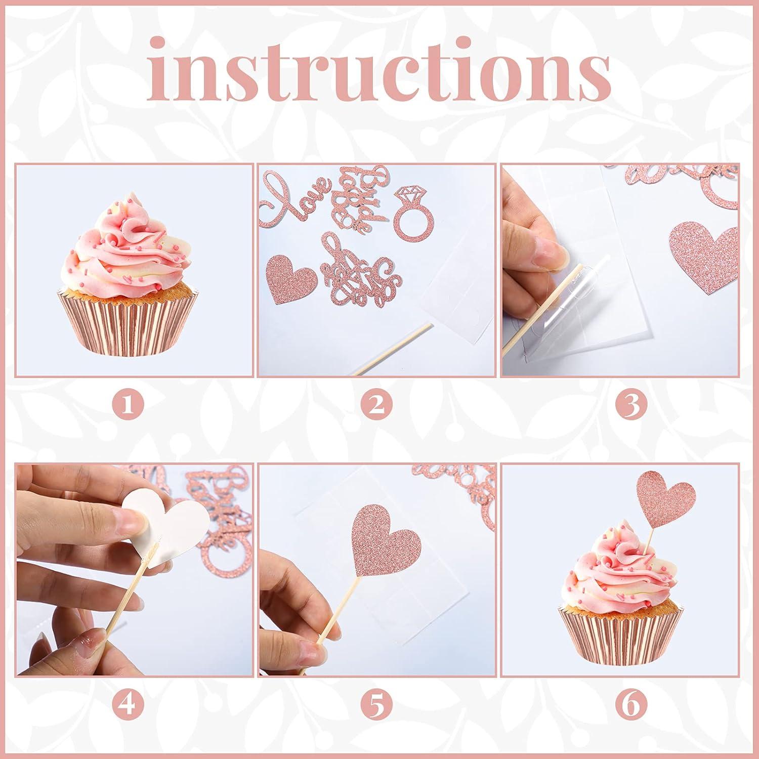 100 Pieces Rose Gold Cupcake Liners 48 Pieces Bridal Shower Cupcake ...