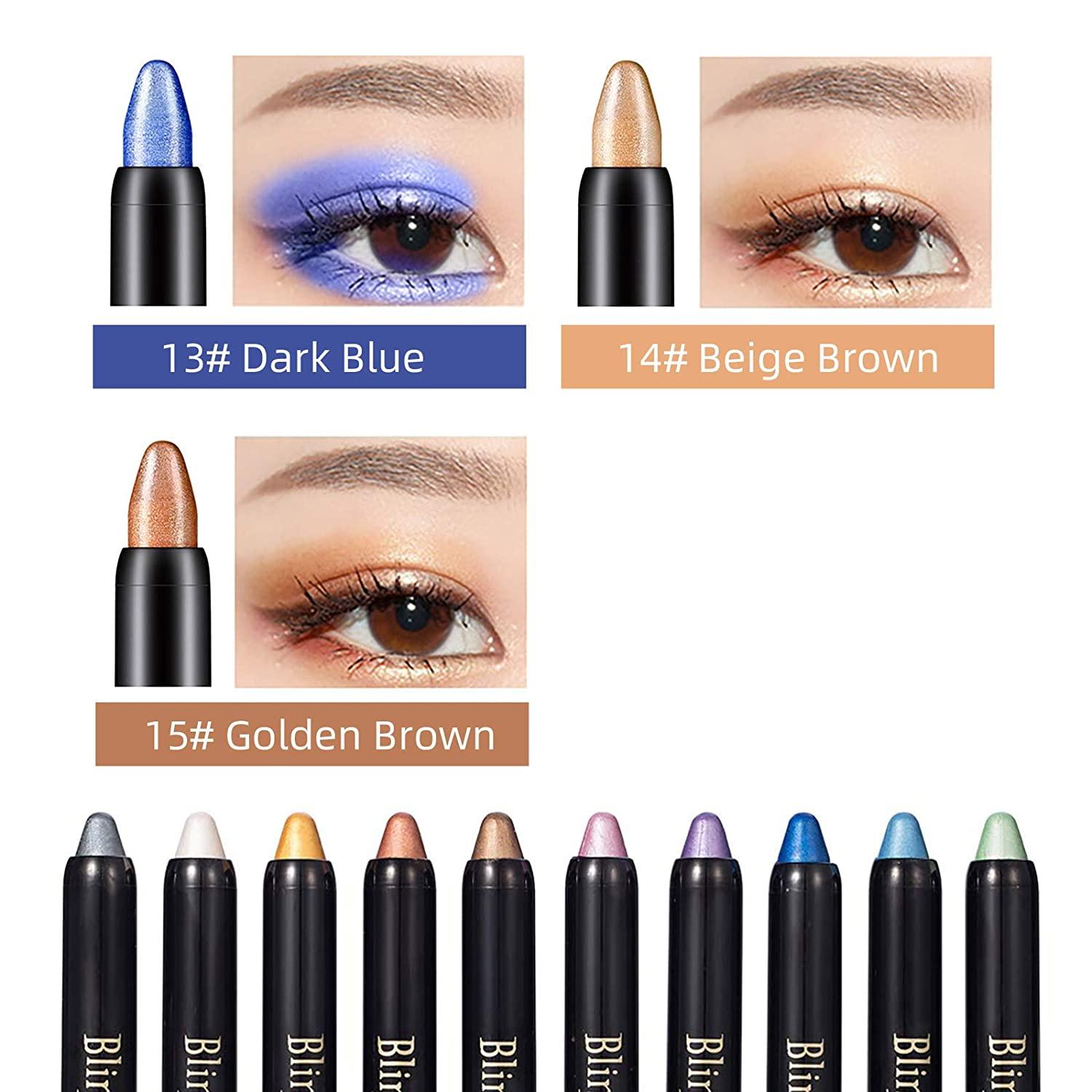 LSxia Glitter Eyeshadow Stick Set - 15 Colors | Shimmer Cream Eye ...