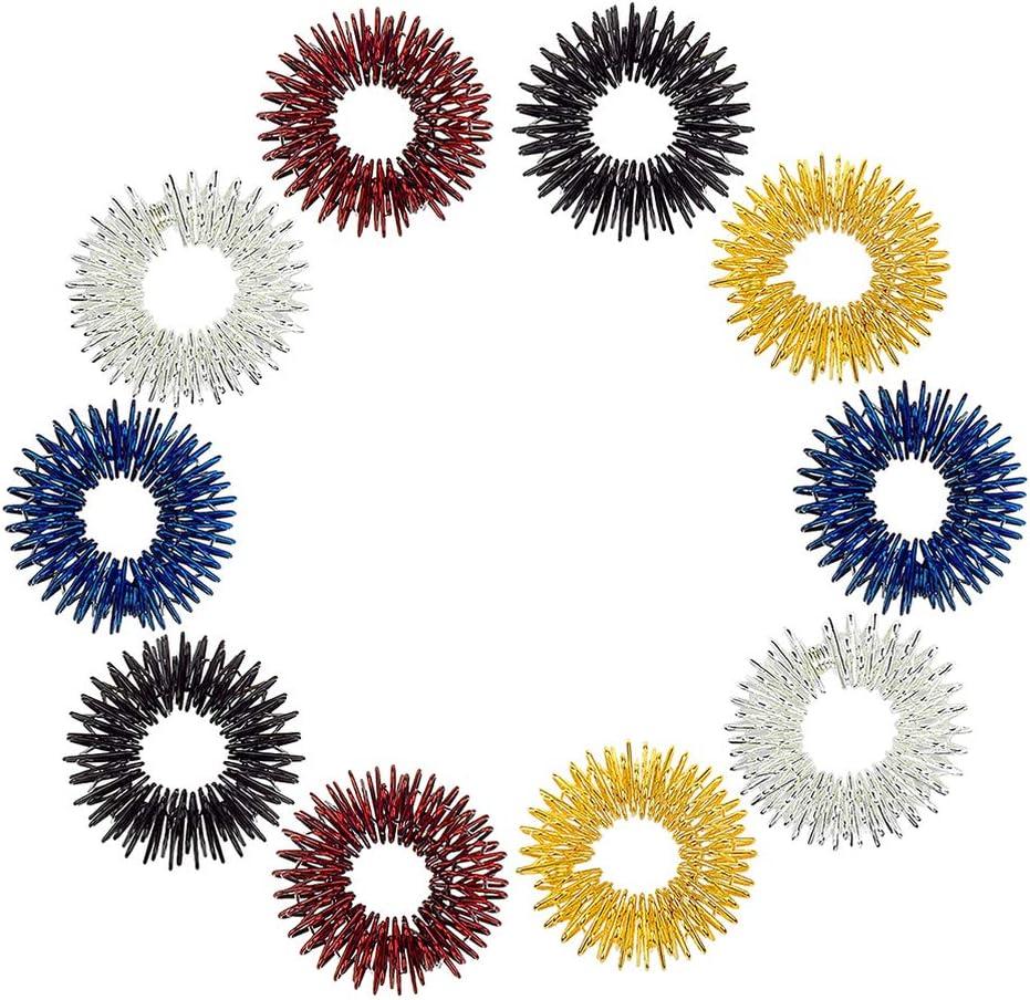 Vosarea Fidget Ring Set - 10 Spiked Acupressure Finger Rings for ...