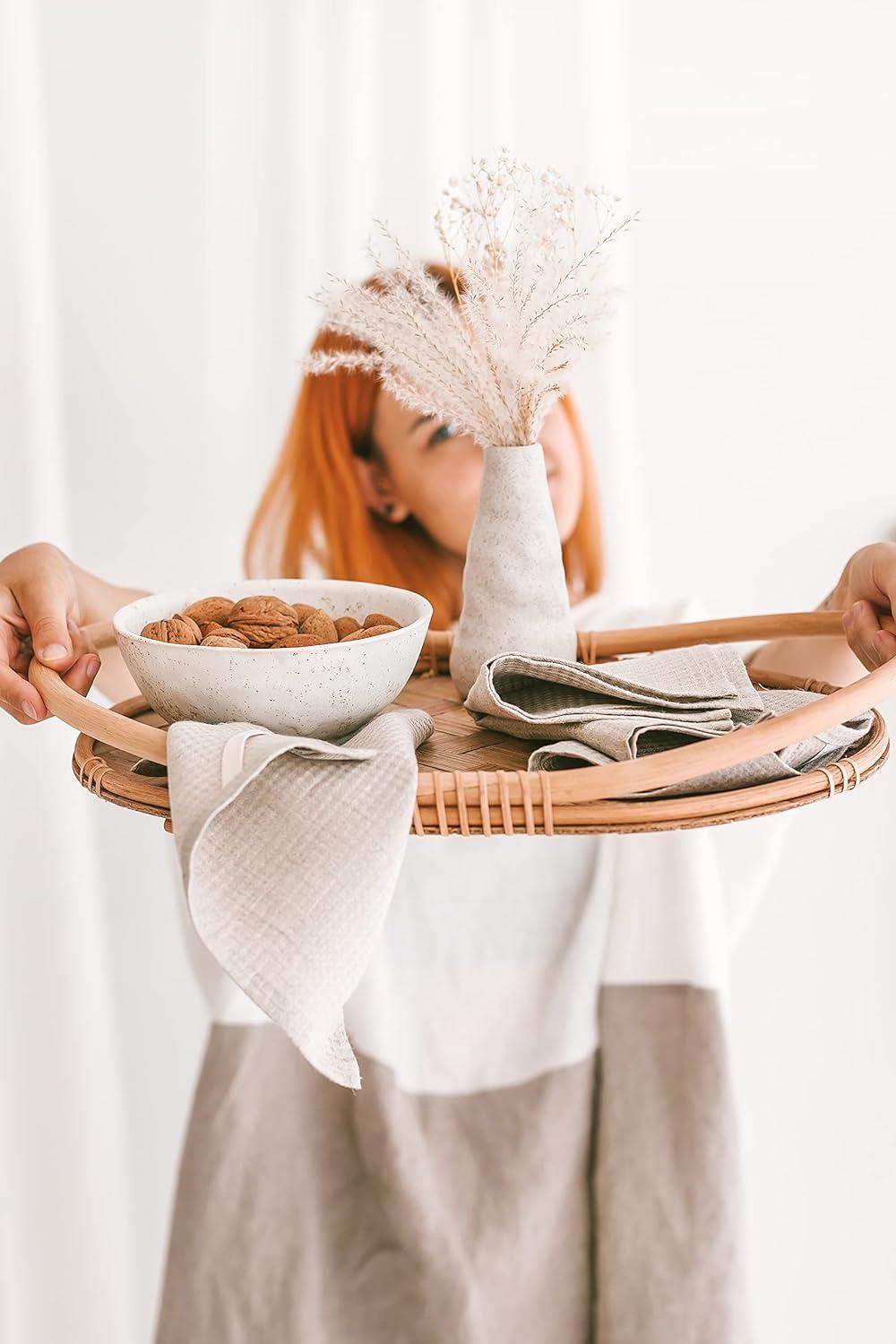 Pure Flax Linen Face Washcloths - 4-Pack 10x10-inch Natural Fiber ...