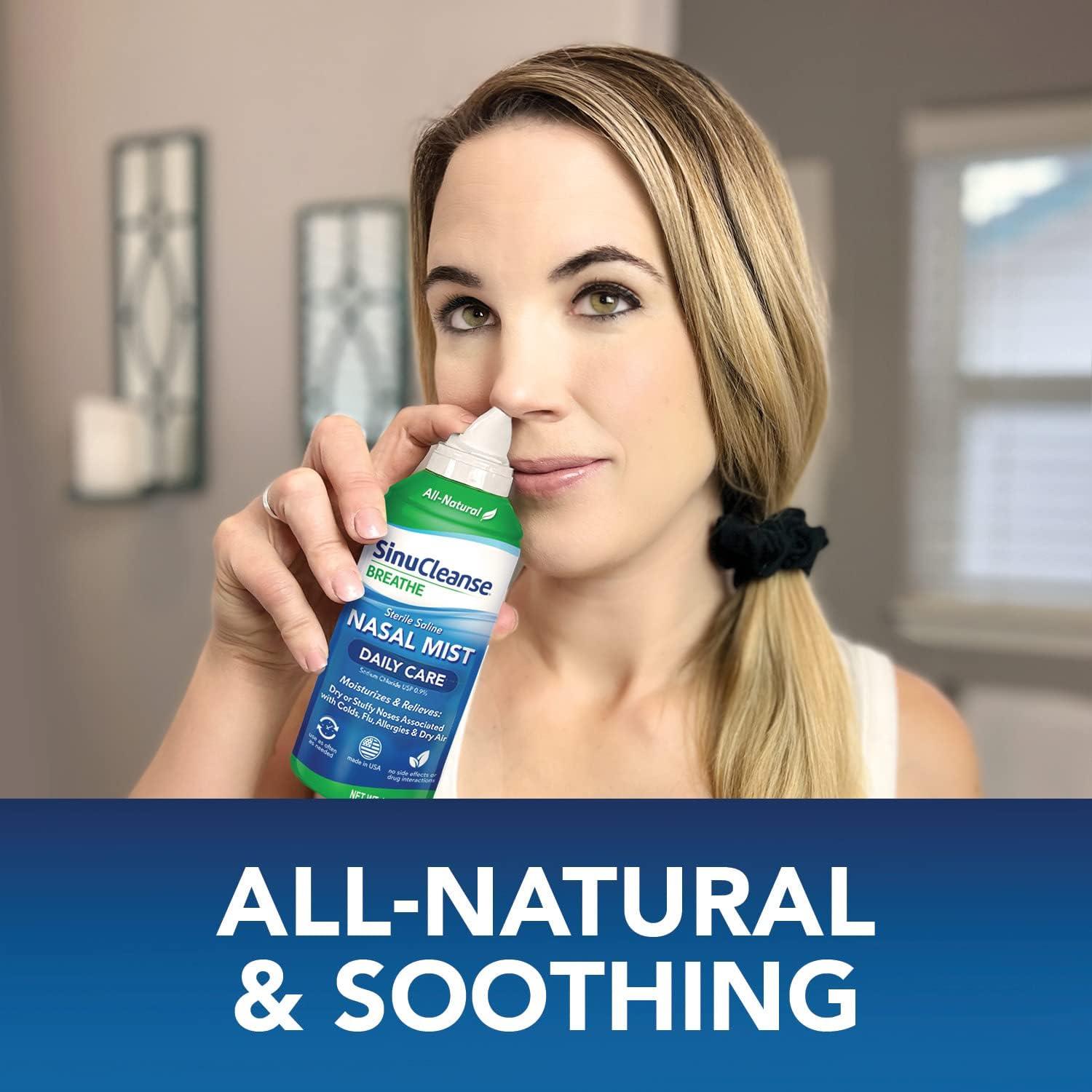 SinuCleanse Daily Care Saline Nasal Mist 4.5oz (Pack of 2) - Instant ...