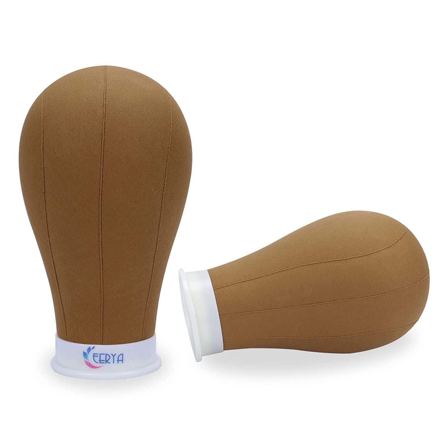 Eerya 22 Inch Brown Canvas Wig Head - Wig Stand & Mannequin for Styling ...