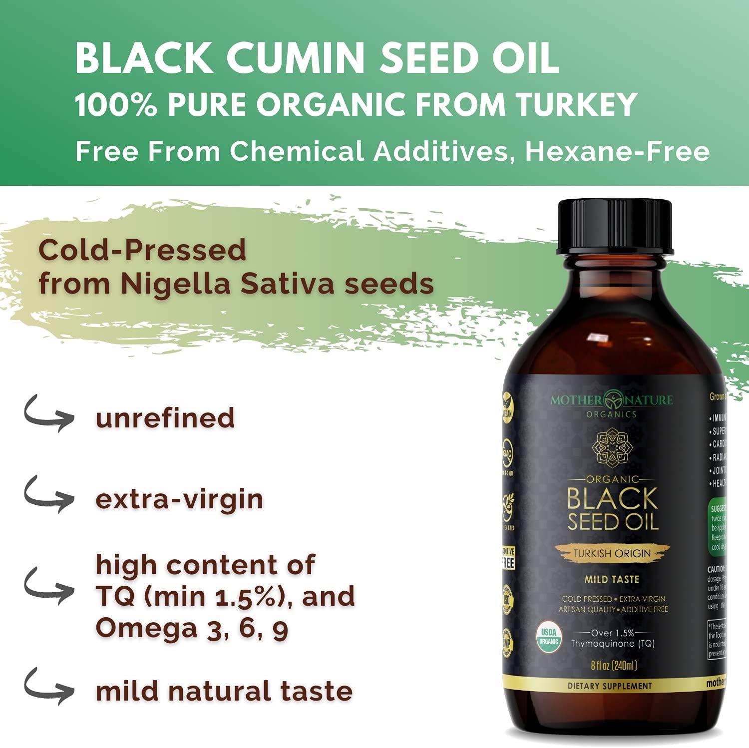 Mother Nature Organics Black Seed Oil - Organic Cold-Pressed Nigella ...