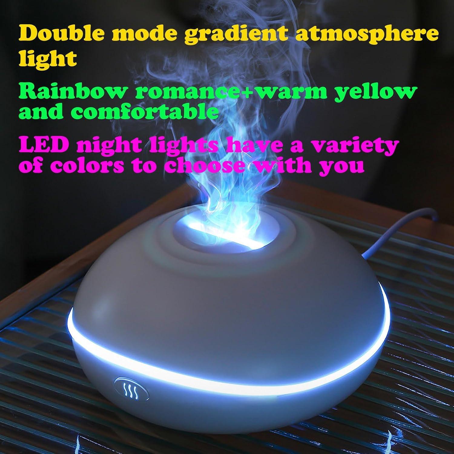 Flames Diffuser with 7 Colors & Wood Grain - 200ml Silent Air Freshener ...