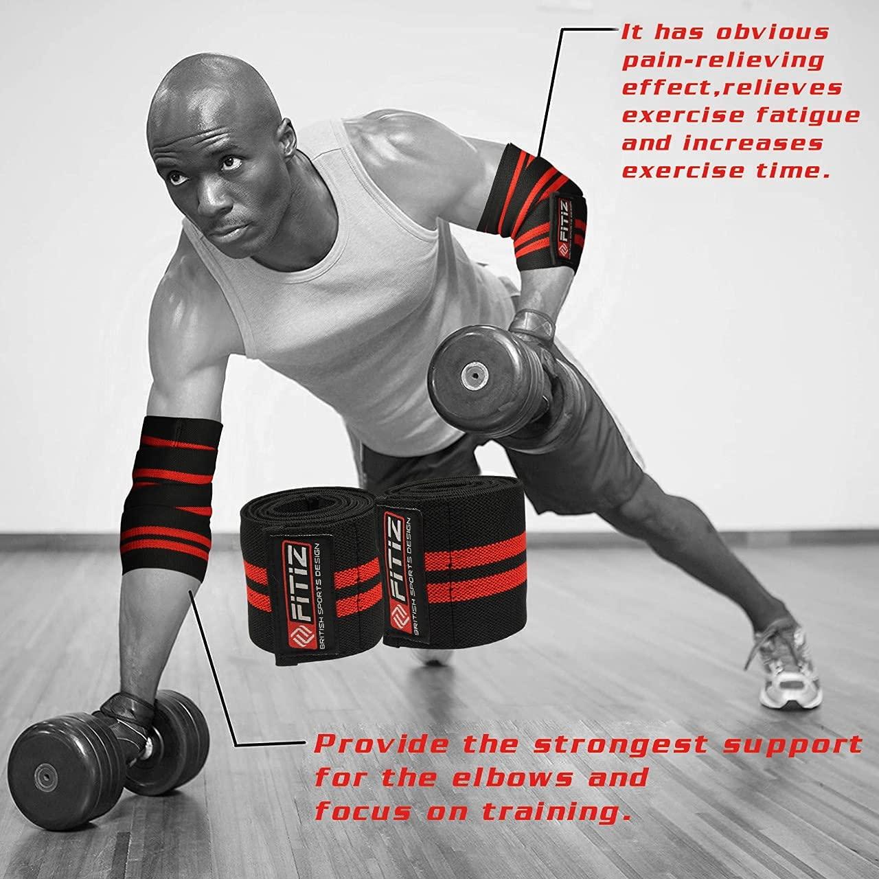 FITIZ Elbow Sleeves - Heavy Duty Weightlifting Wraps for Workout ...