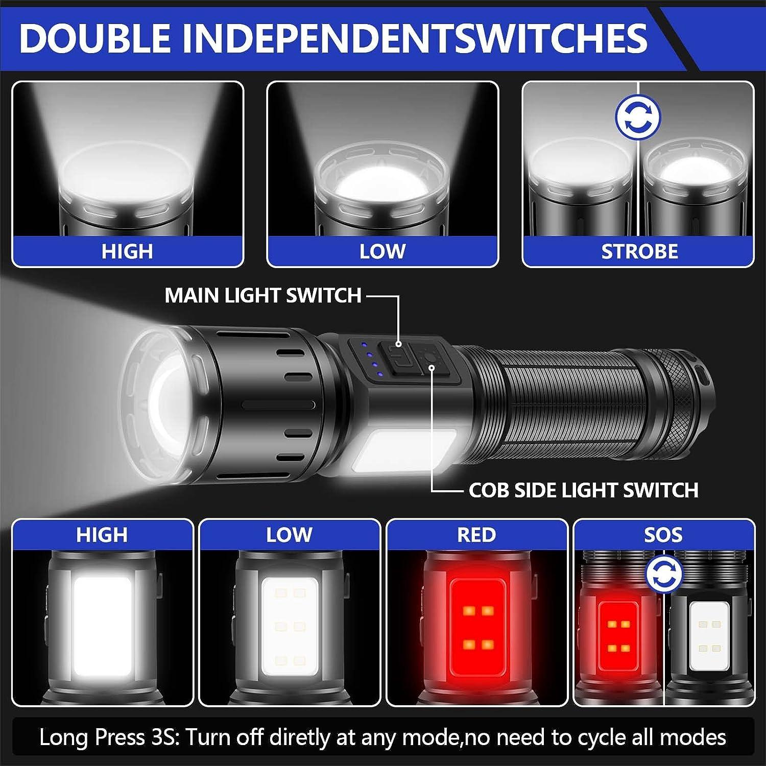 100000 Lumen Rechargeable Flashlight | High Power Handheld LED ...