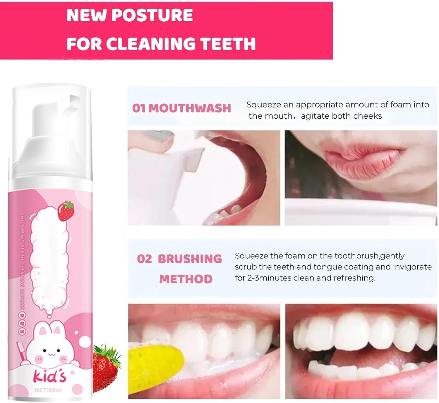 Kids Strawberry Foam Toothpaste - Low Fluoride, Natural Ingredients for ...
