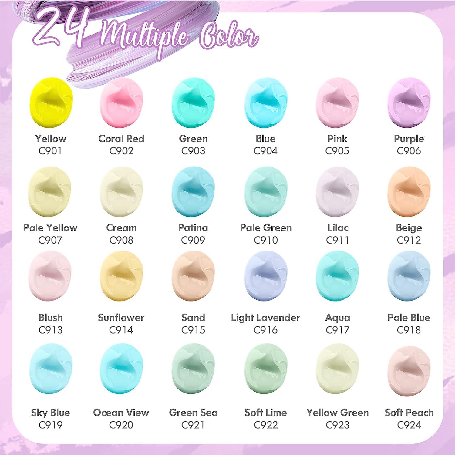 Caliart Pastel Acrylic Paint Set with 12 Brushes - 24 Colors (59ml/2oz ...