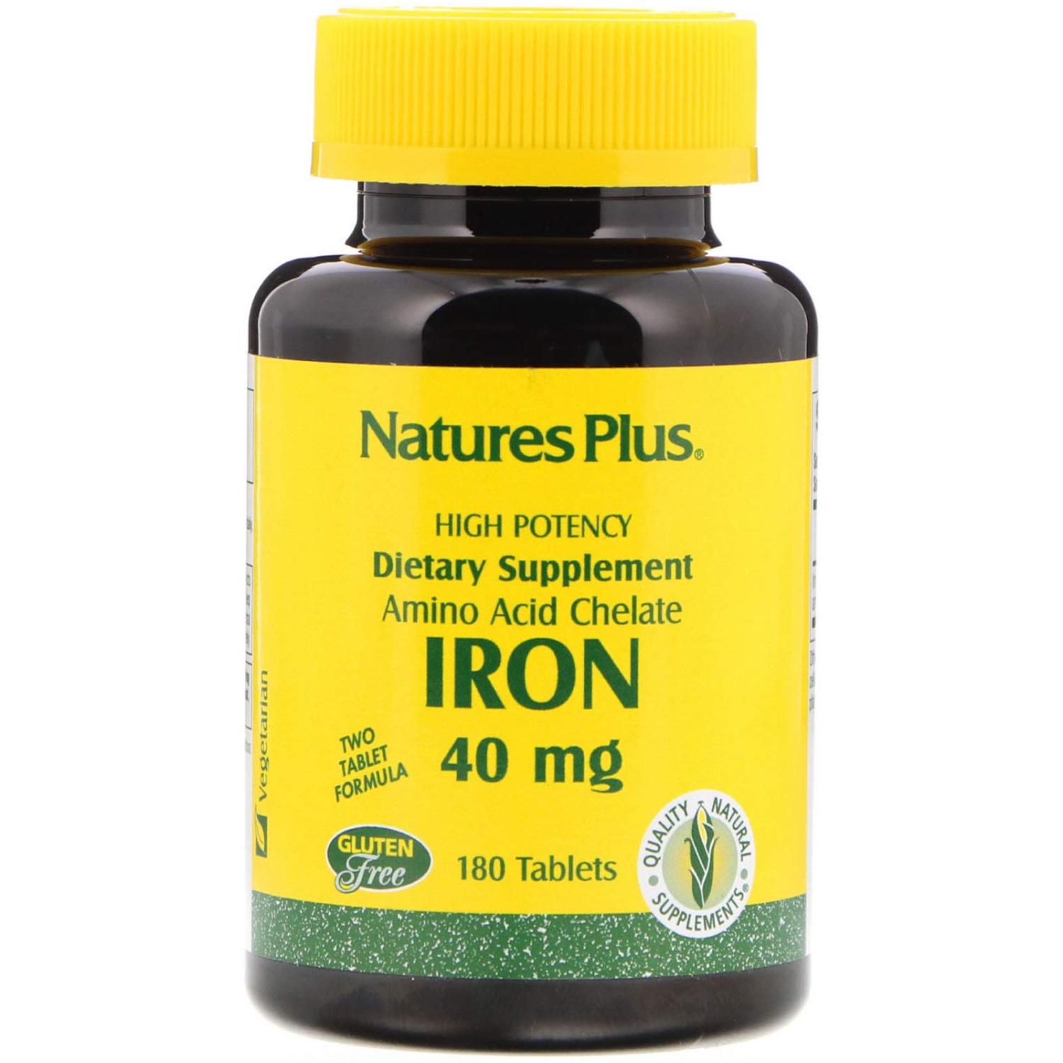 Nature's Plus Iron 40 mg - 180 Tablets for Enhanced Energy & Wellness ...