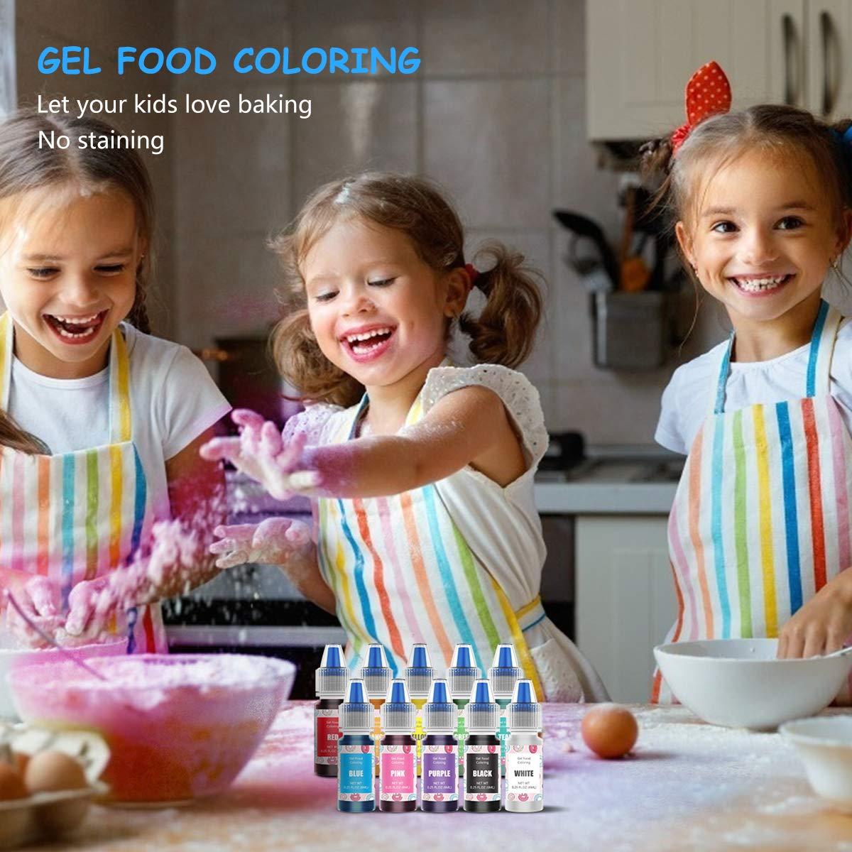 Jelife 10 Color Gel Food Coloring Set 6ml Bottles, Flavorless Neon ...