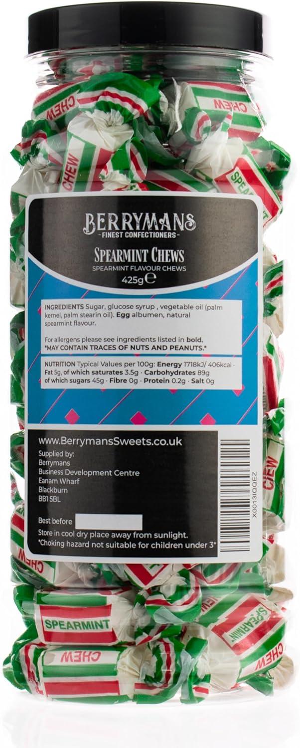 Original Spearmint Chews Mints Retro Sweets Gift Jar By Berrymans Sweet ...