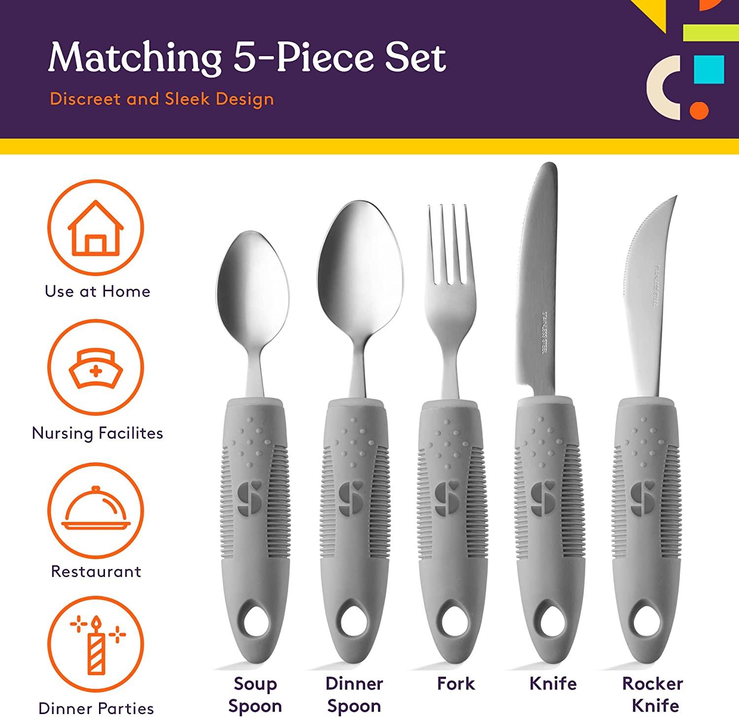 Special Supplies Adaptive Utensils 5-Piece Kitchen Set - Non-Weighted ...