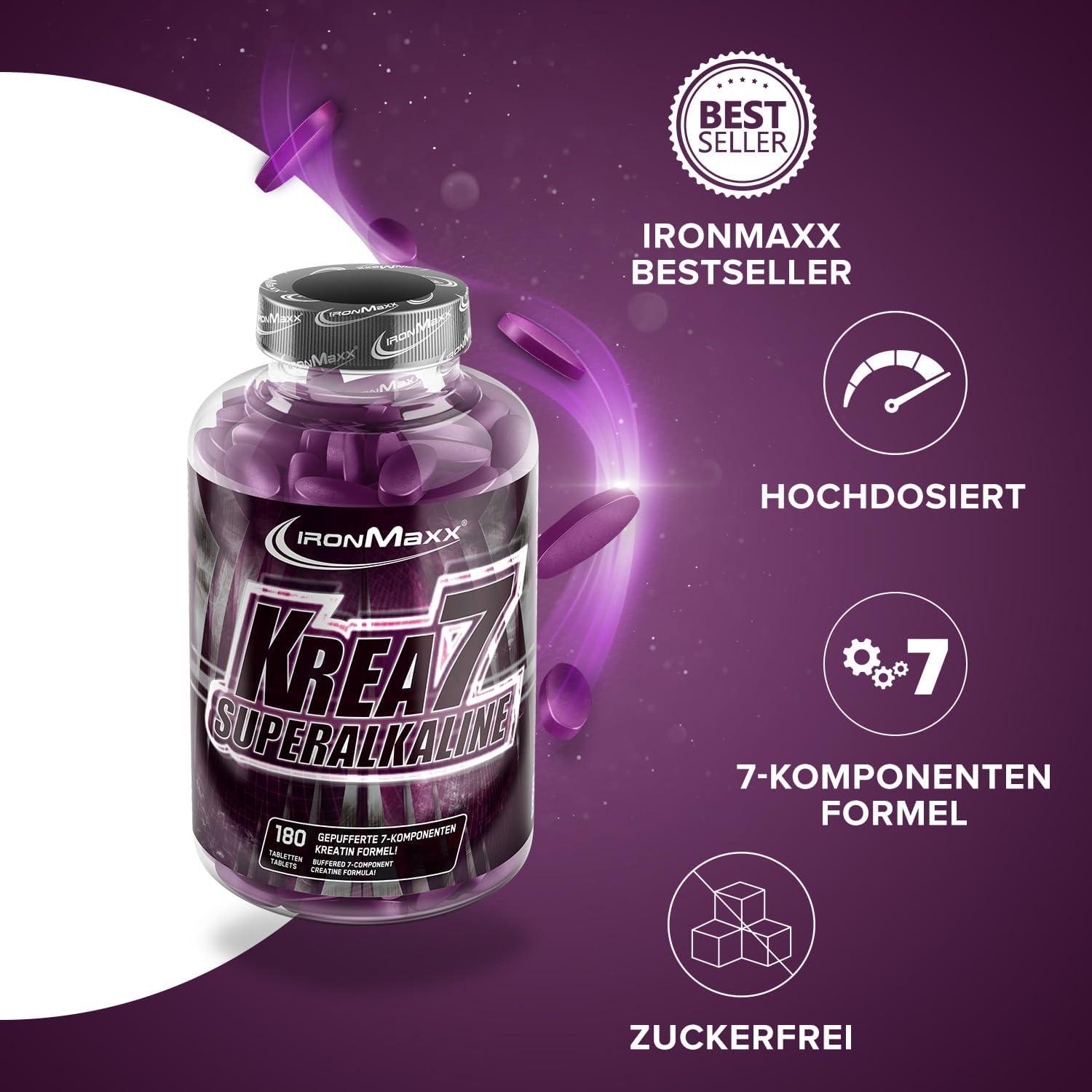 IronMaxx Krea7 Superalkaline Creatine Tablets - High-Dose 7-Component ...