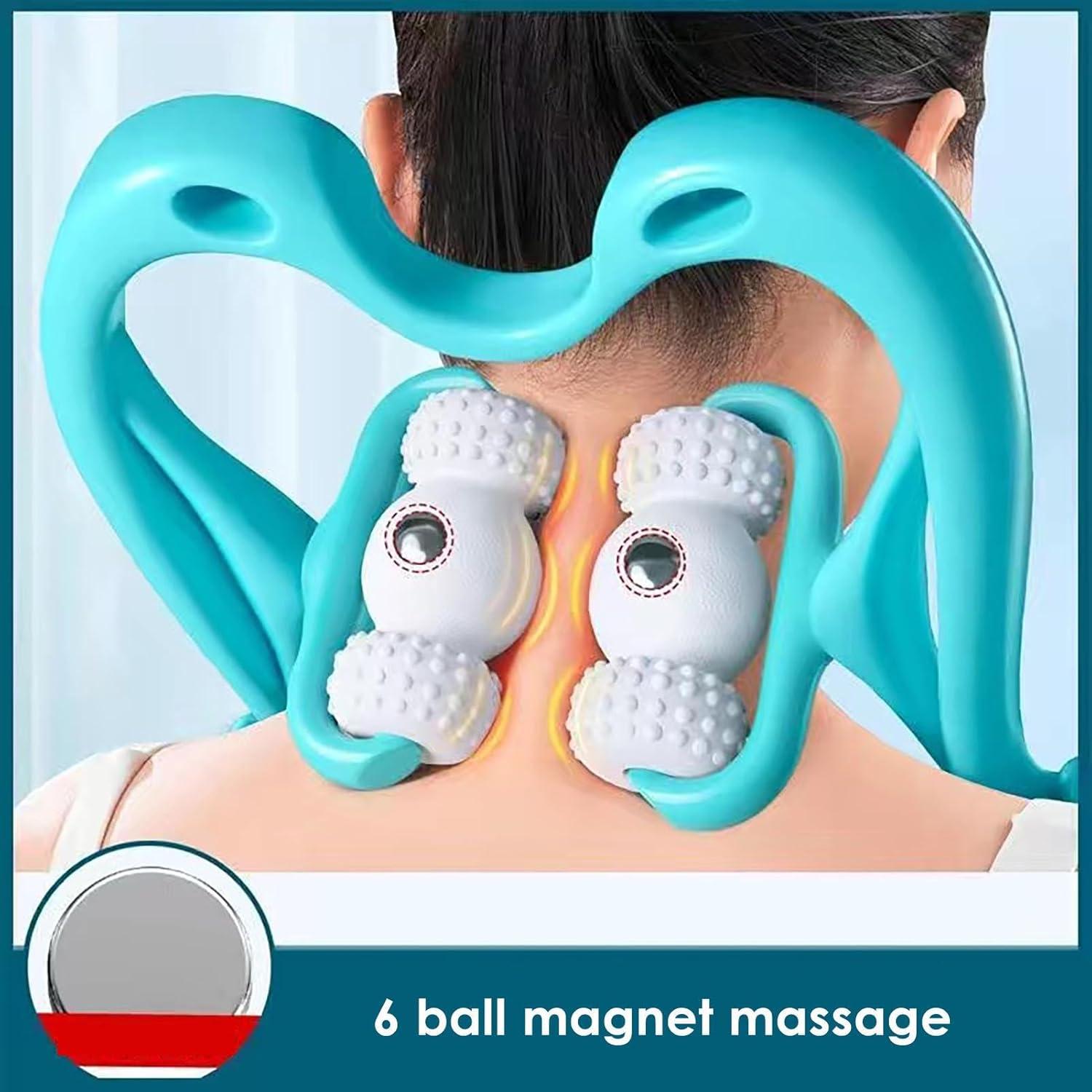 Handheld Neck Massage Device - Portable 6-Ball Roller for Deep Tissue ...