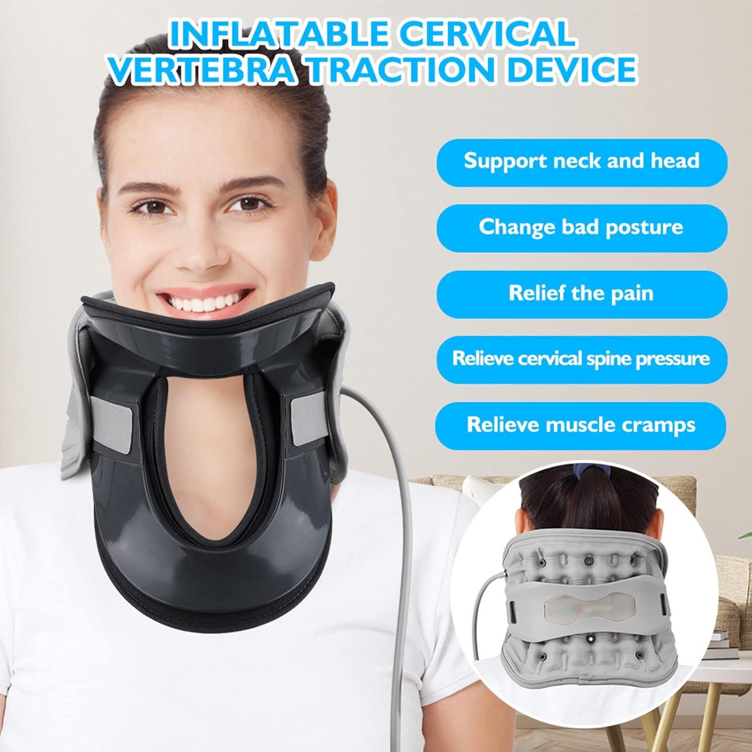 Adjustable Inflatable Neck Support Collar - Relieve Neck & Shoulder ...
