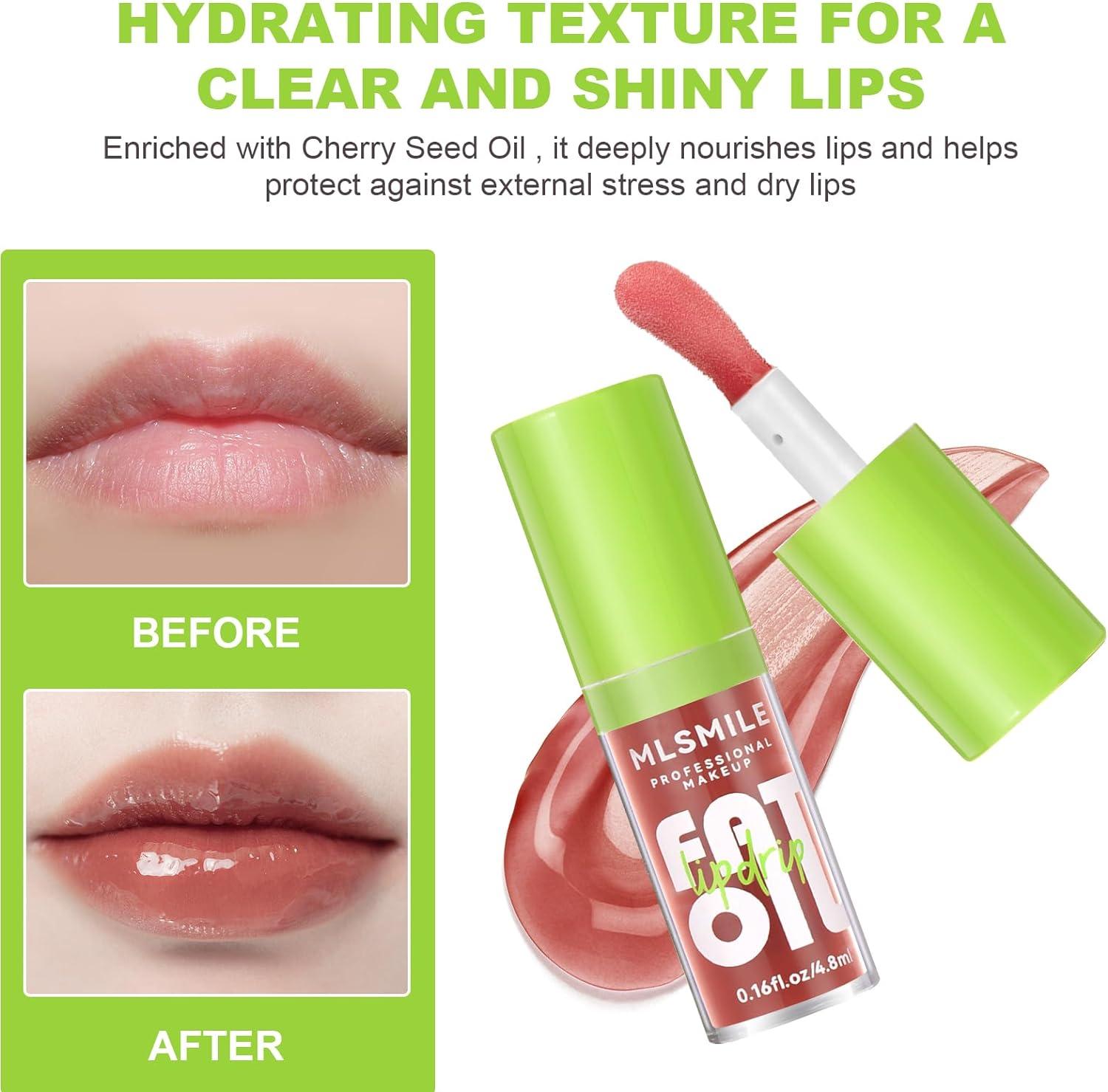 LOPHE 4Pcs Plumping Lip Oil Kit Makeup Lip Gloss Set Crystal Jelly Lip ...
