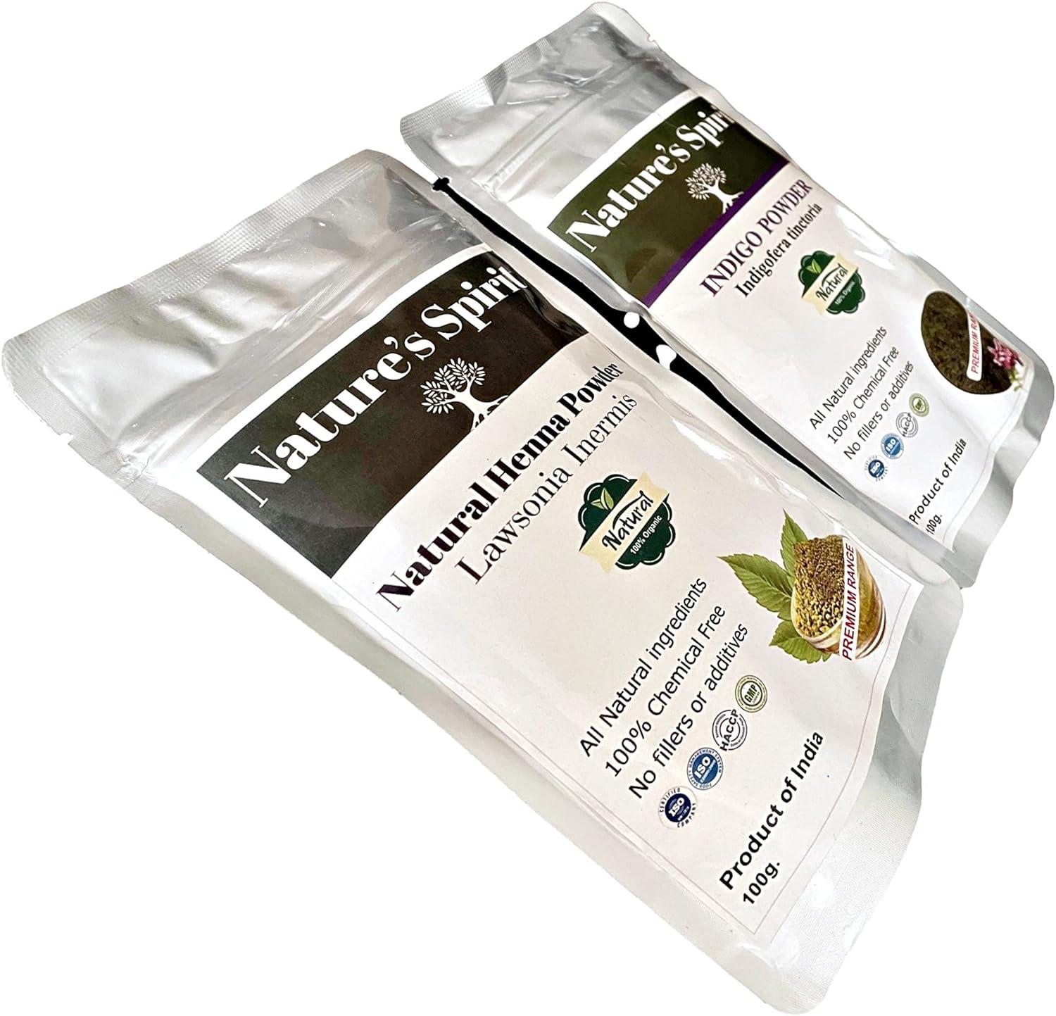 Premium Indigo & Henna Powder 2 x 100g - Natural Hair Dye for Dark ...