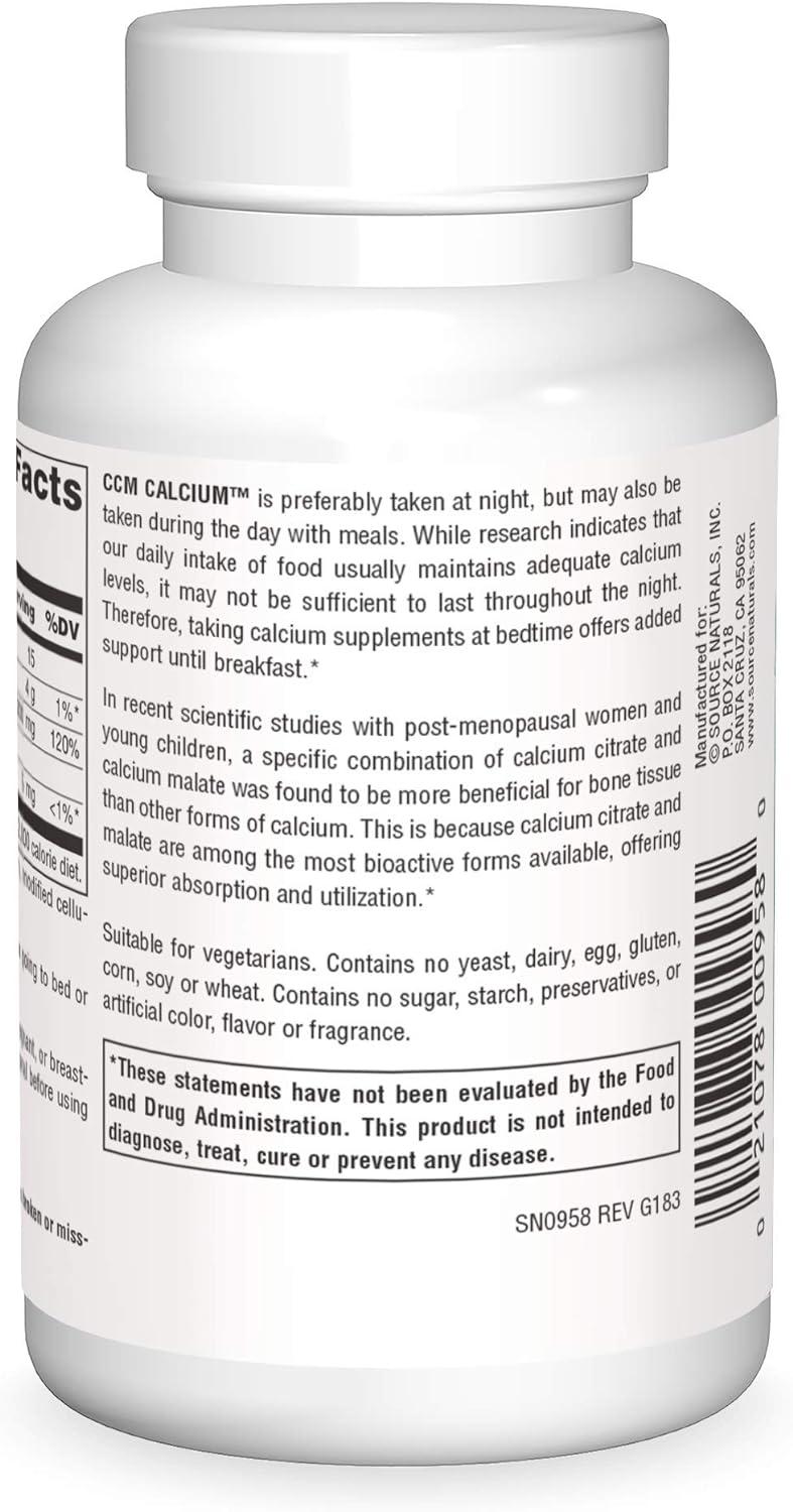 Source Naturals CCM Calcium Citrate/Malate 60 Tabs - Premium Bone ...