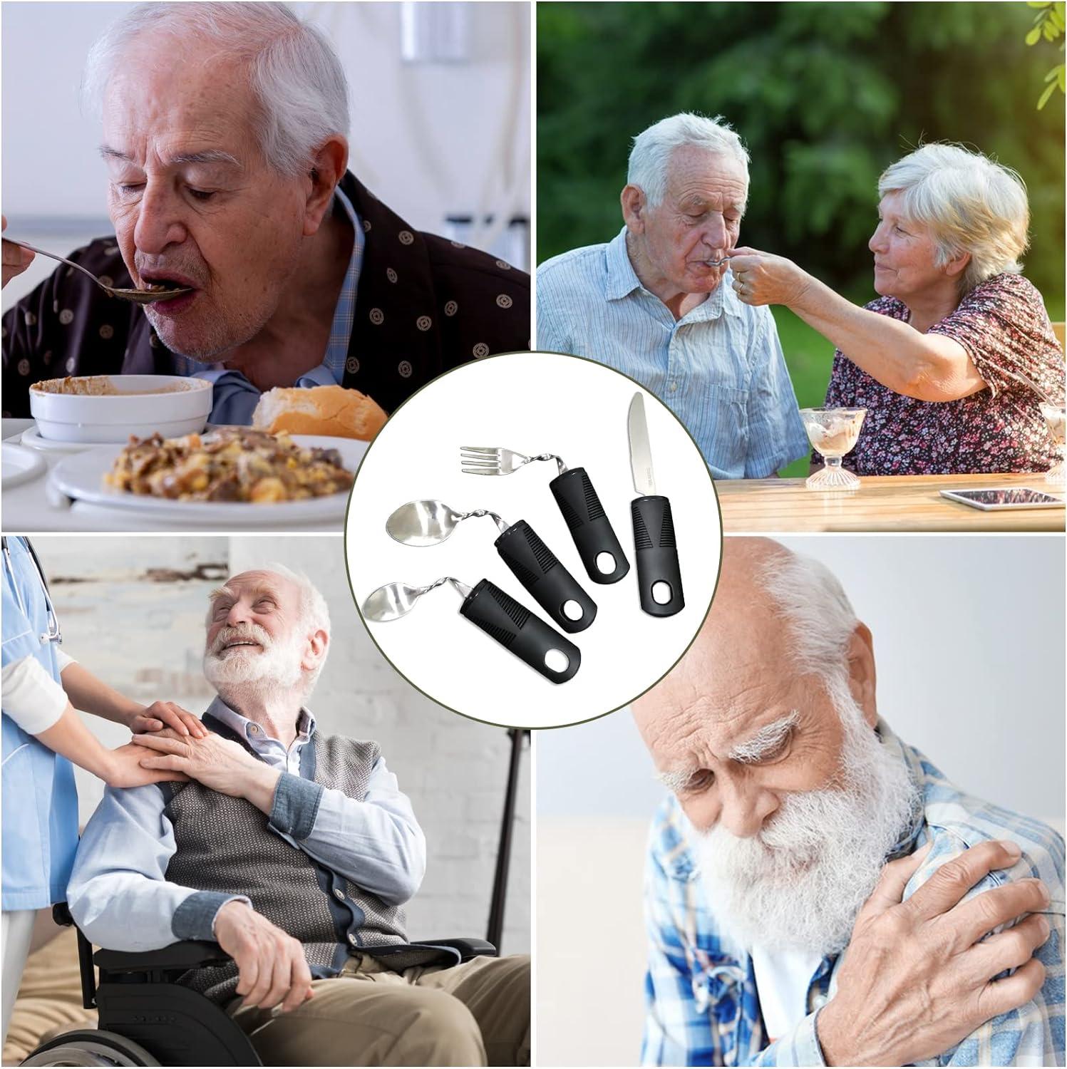 Omevett Bendable Cutlery Set - Easy Grip Weighted Disability Aids for ...